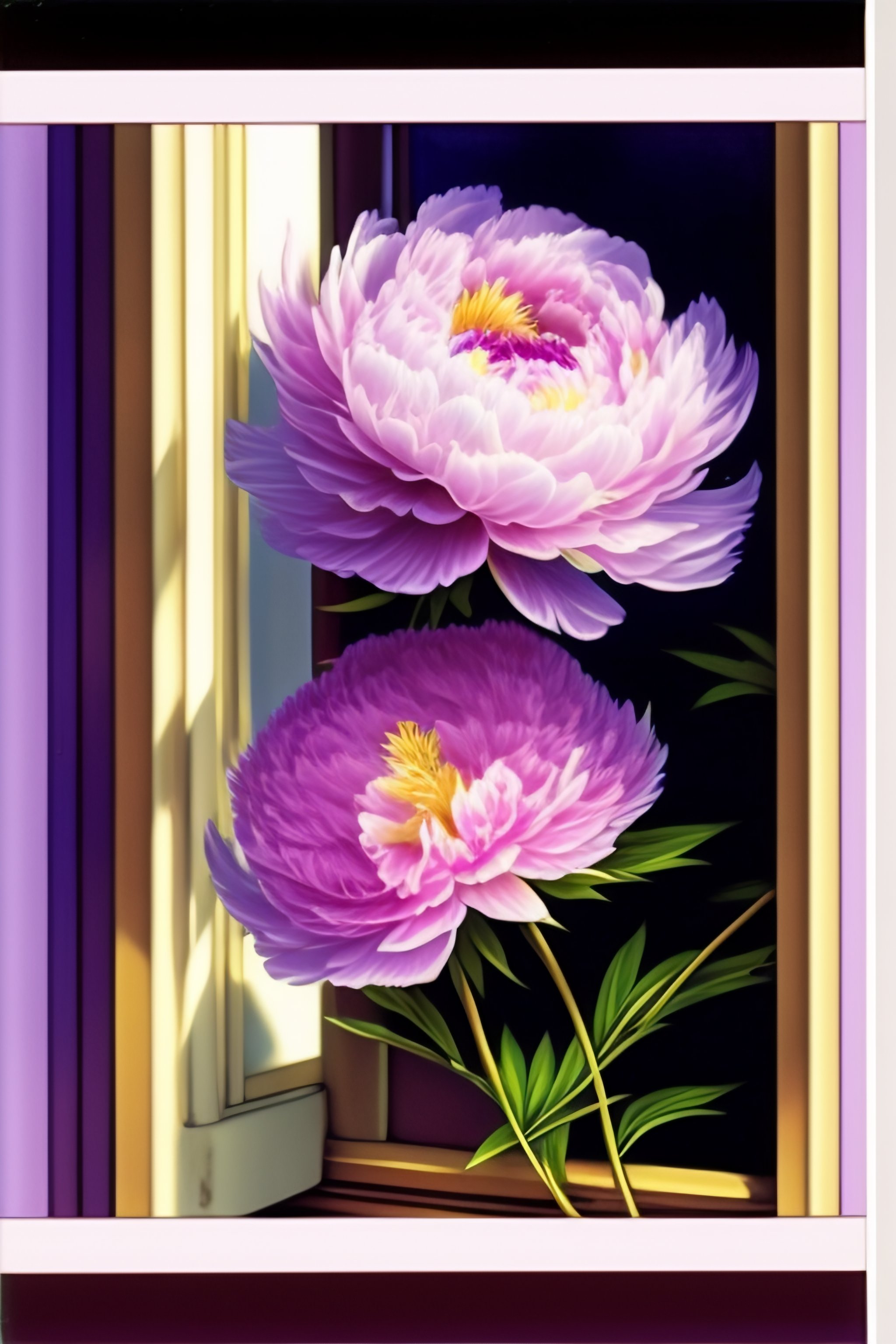 Lexica - By akio watanabe, manga art, light violet blue peony outside ...