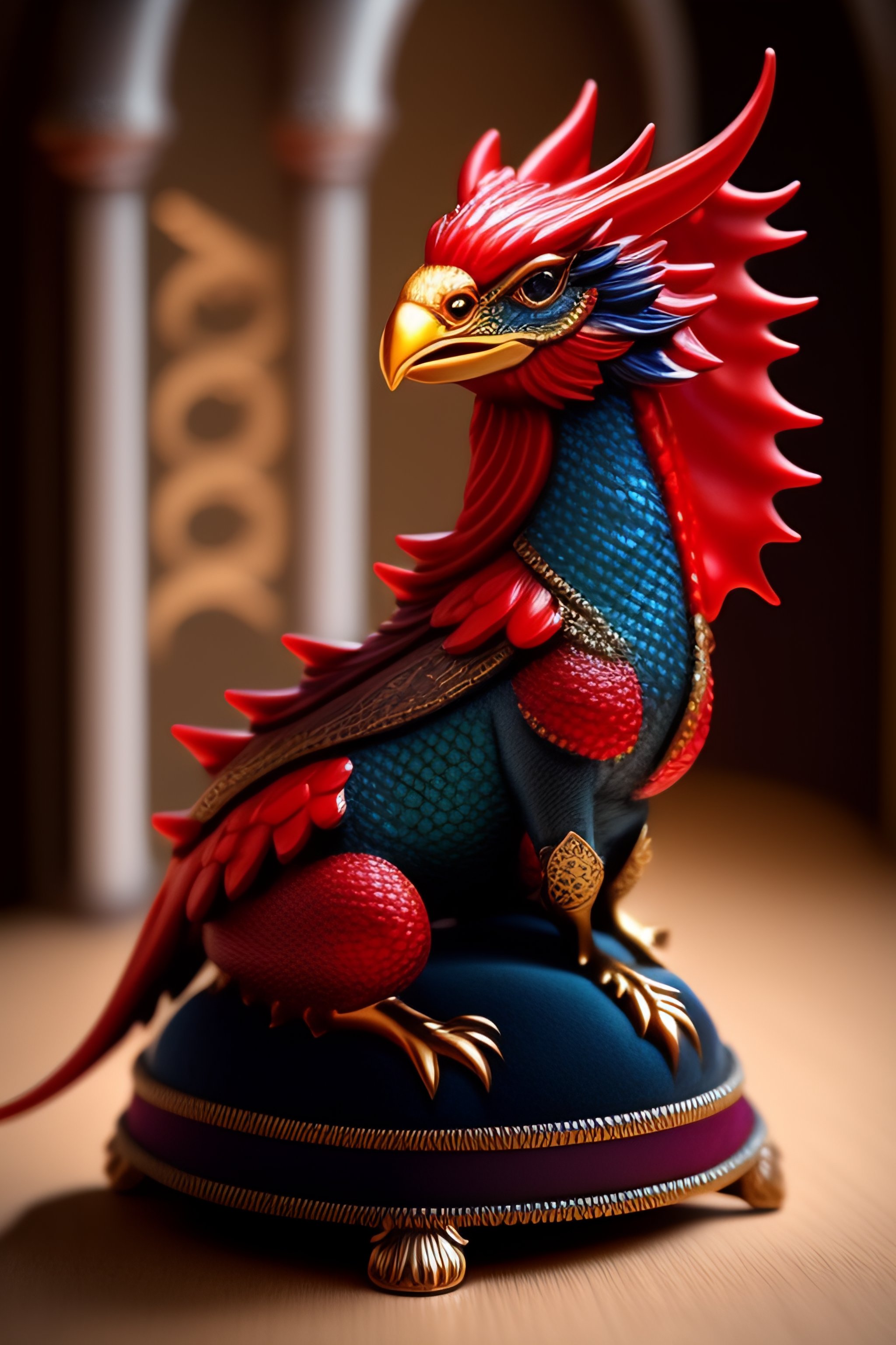 Lexica - Cute single chicken dragon, wings outstretched, sitting on the ...
