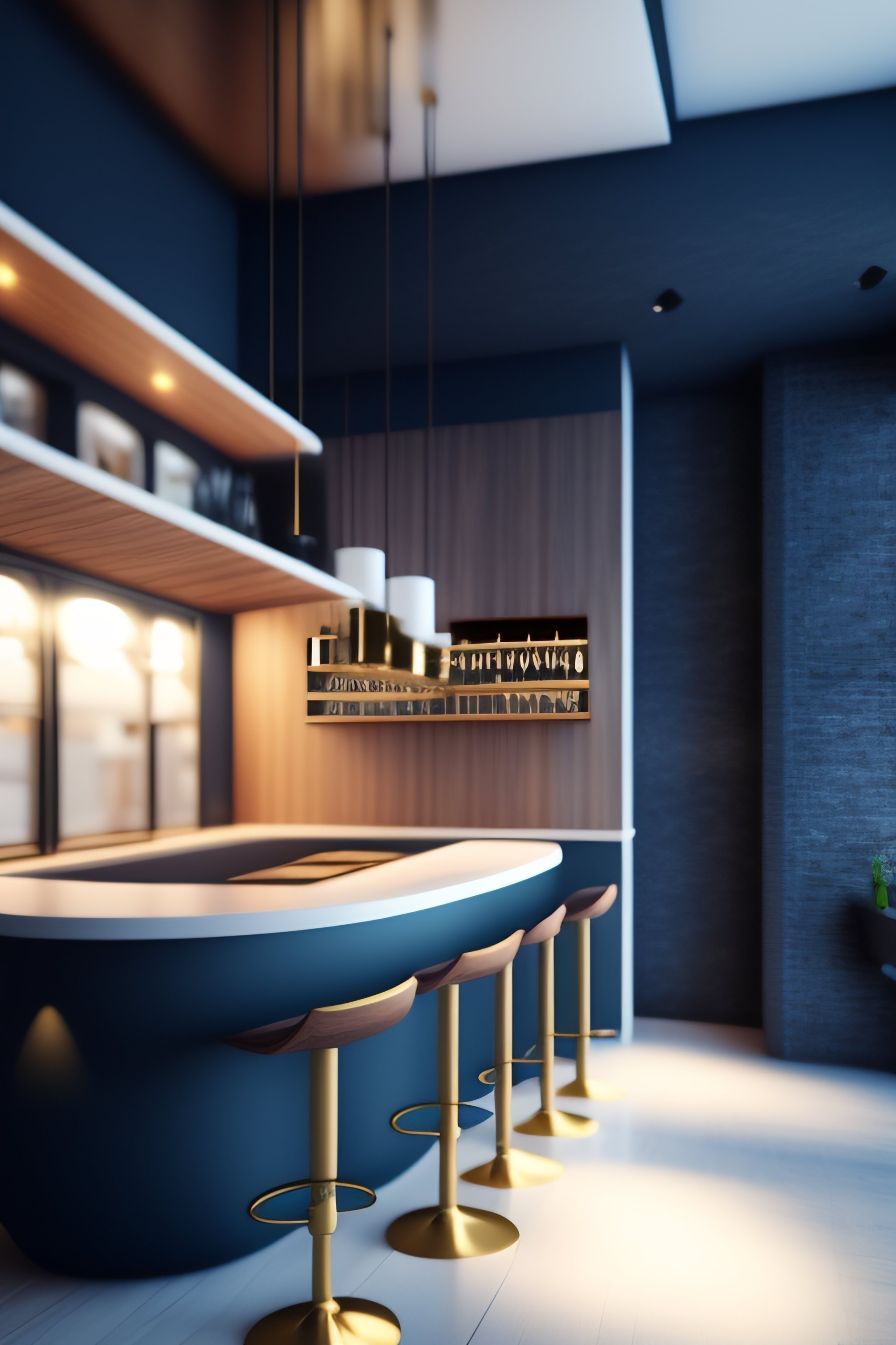 Lexica - C4d render, bar, sea themed, high end, design, modern,warehouse