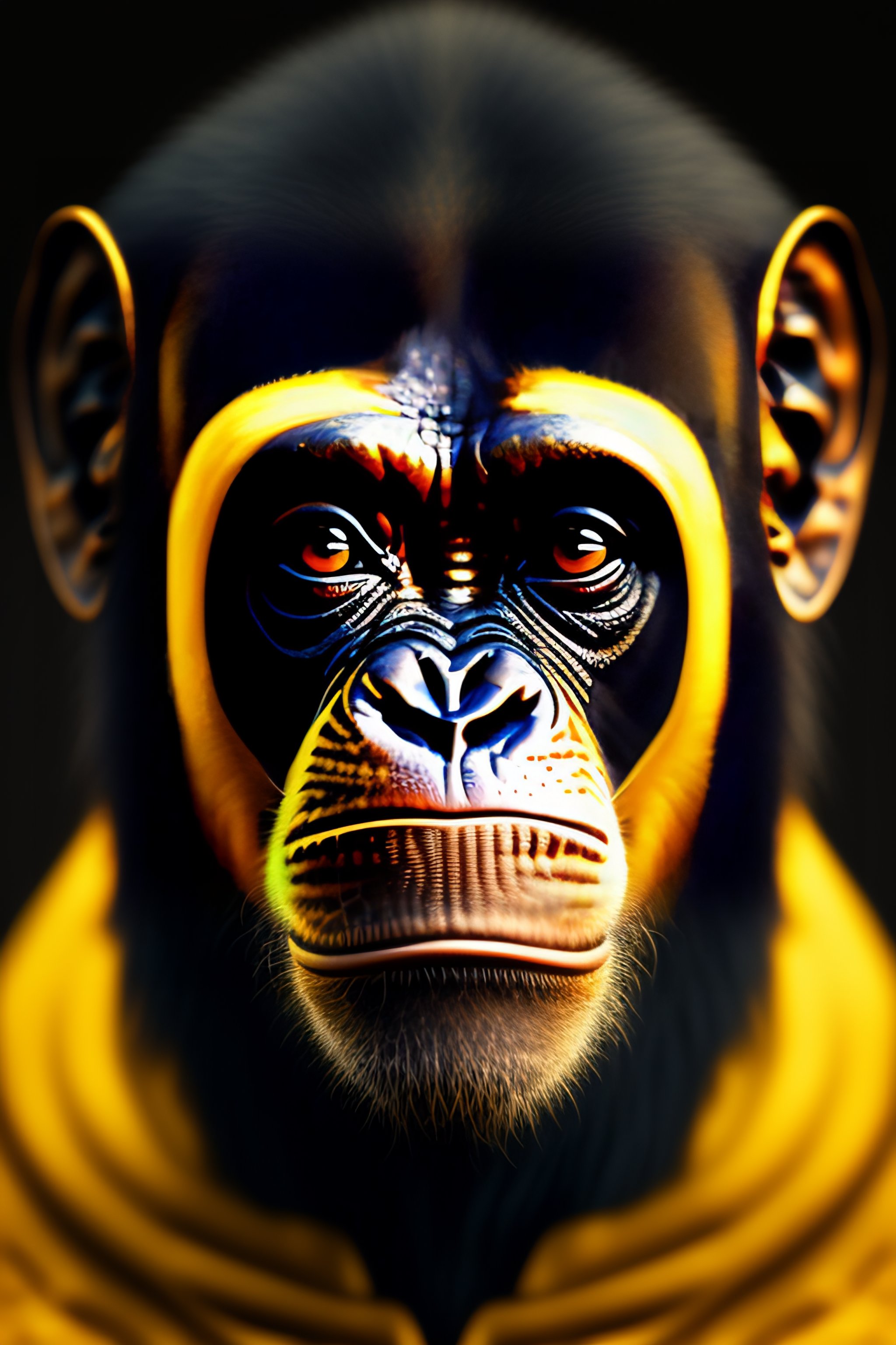 Lexica - Chimpanzee, , boring face, side, eyes yellow