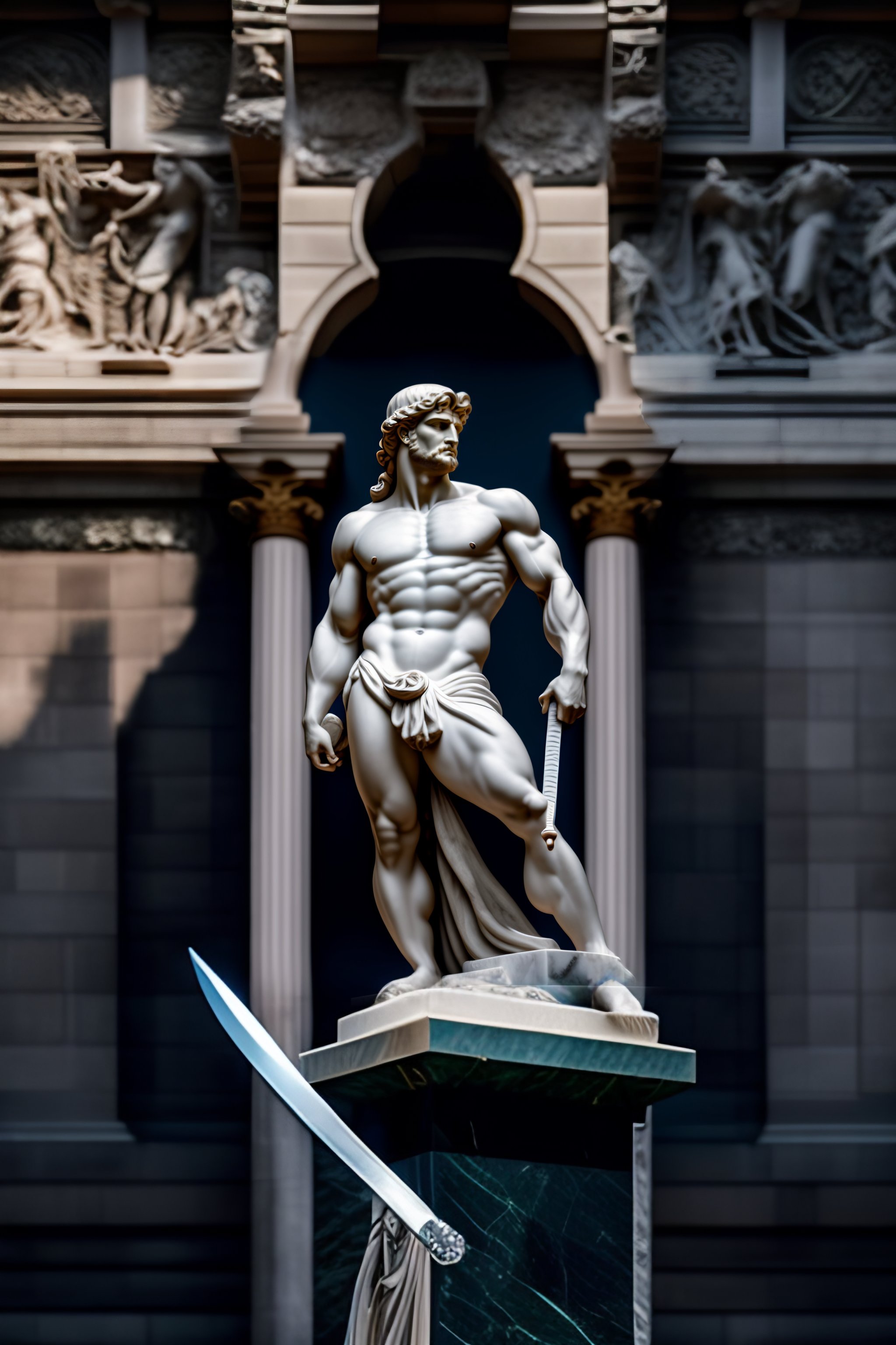 Lexica - A marble statue of greek hero hercules, with an aggressive ...