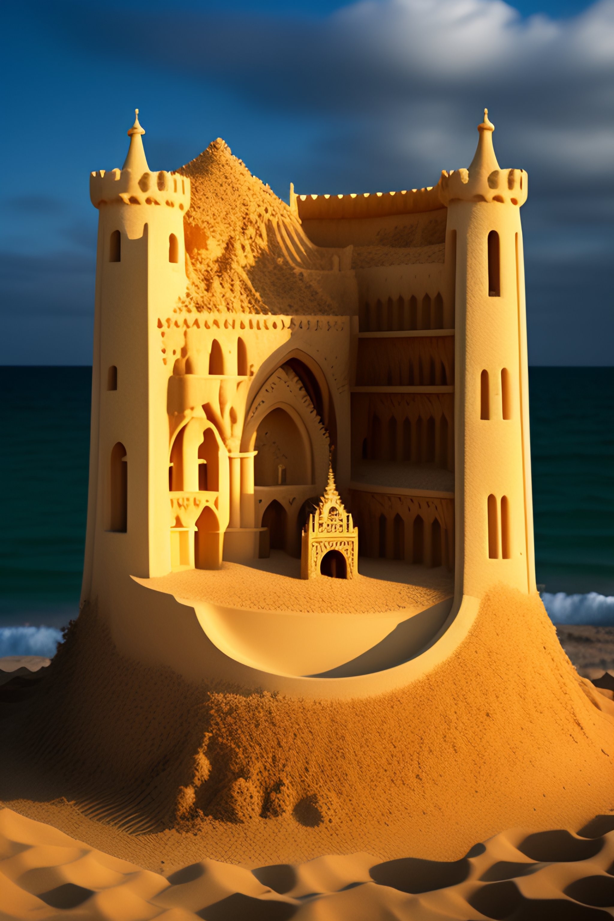 Lexica - A completed sand castle crumbling away