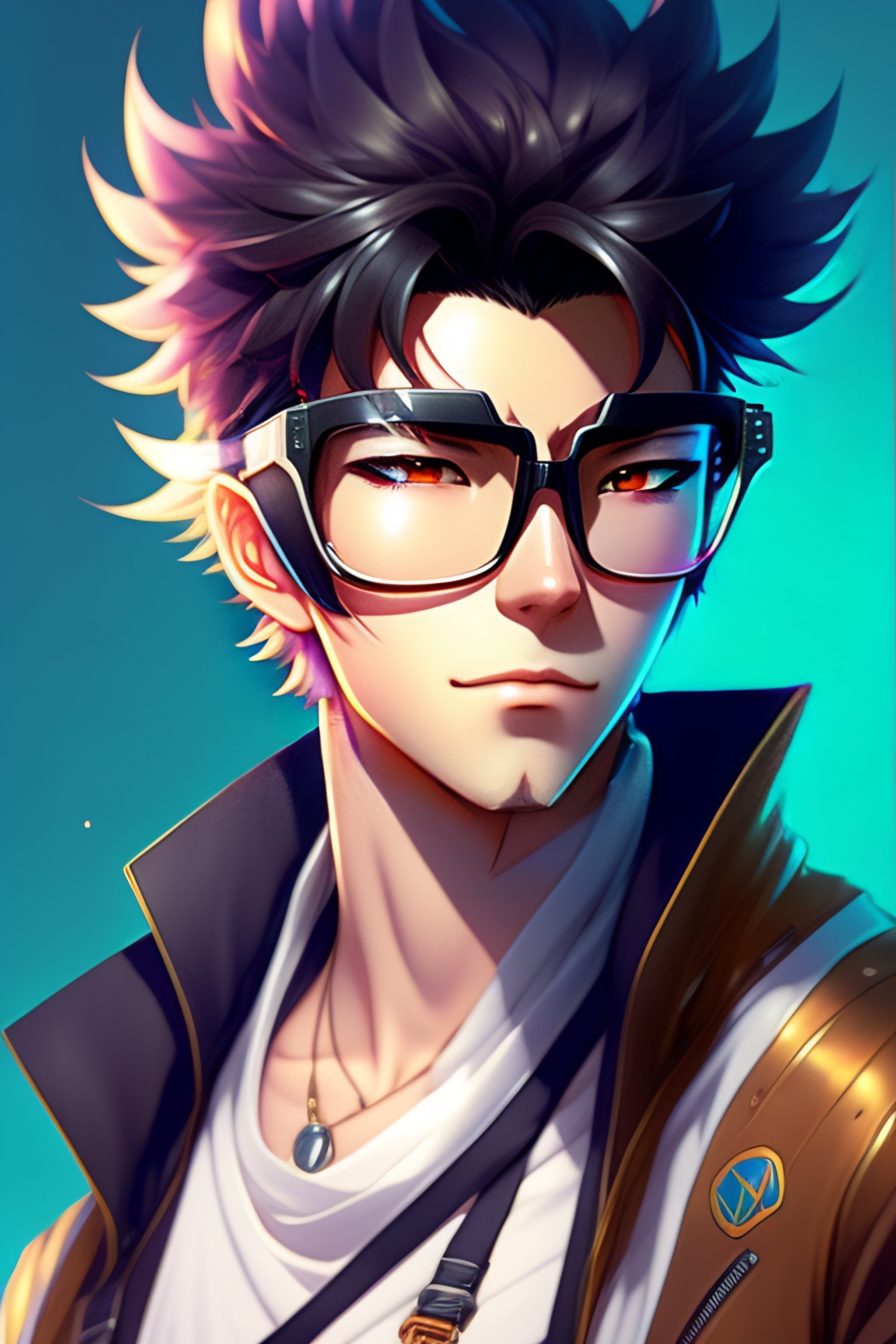 Lexica - Anime boy with messy hair and beard wearing futuristic ...