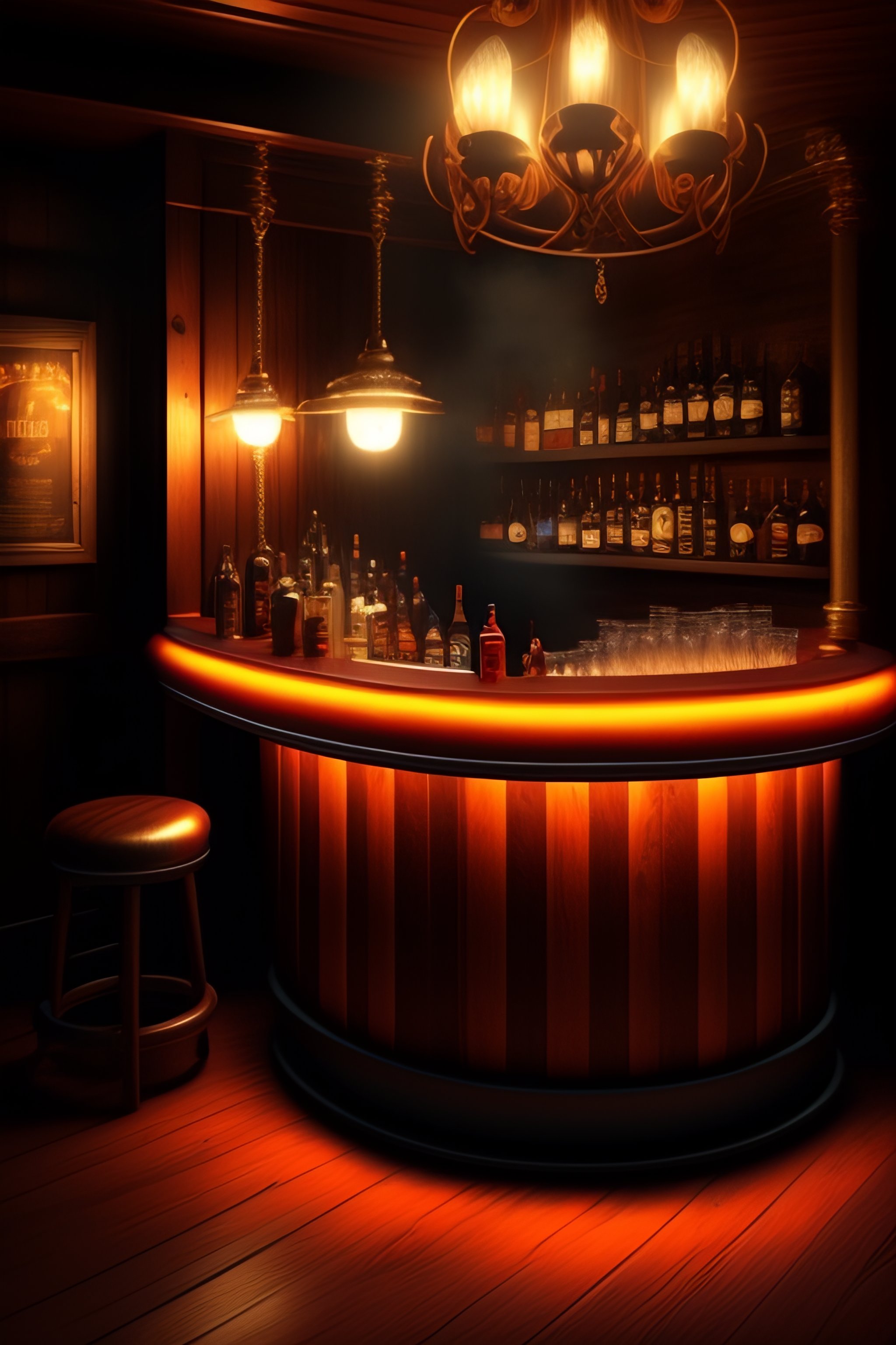 Lexica - Smokey bar, saloon, concept art, chandelier, honky tonk piano ...