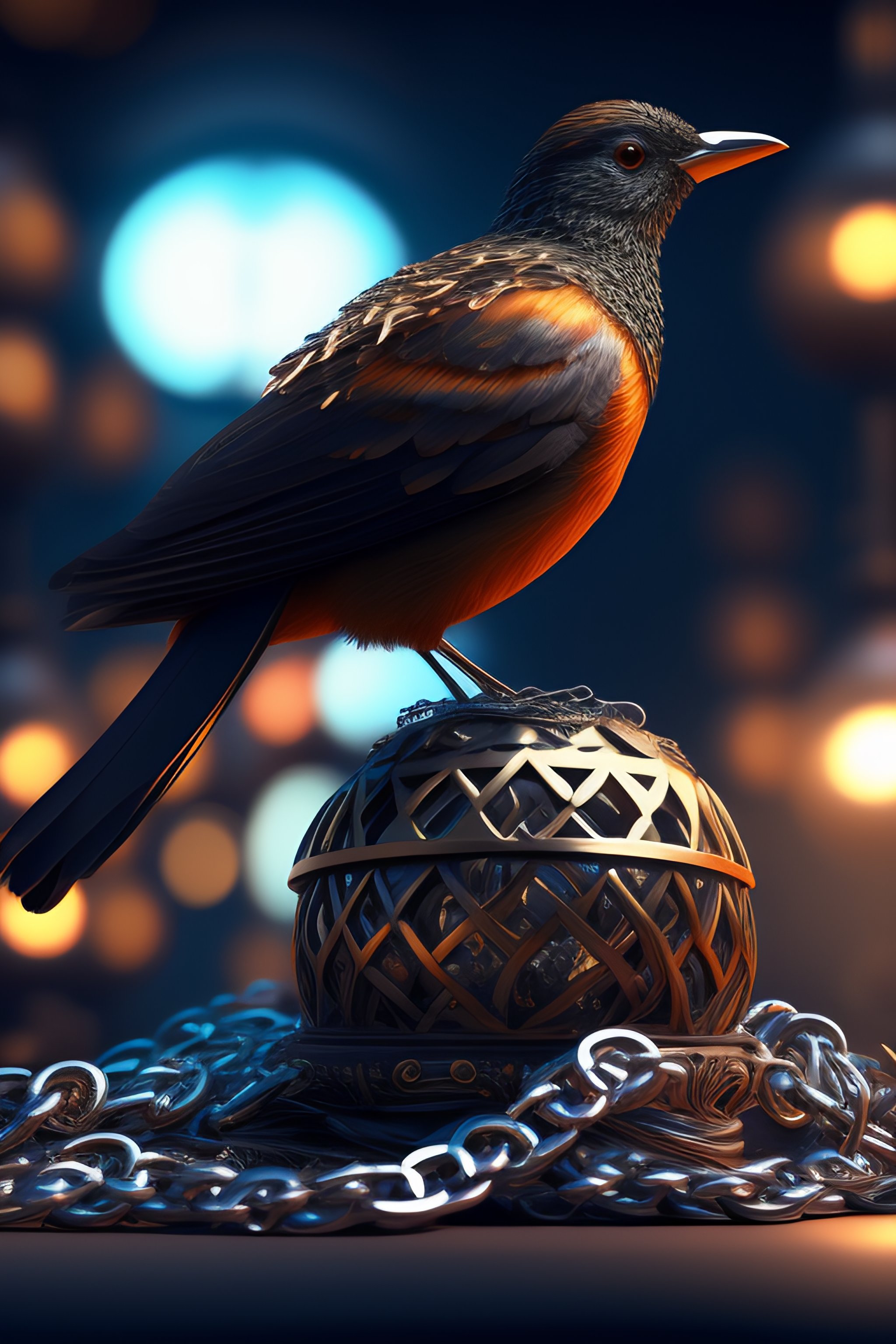 Lexica - Metal bird surrounded by broken chains. Fantasy, sharp focus ...