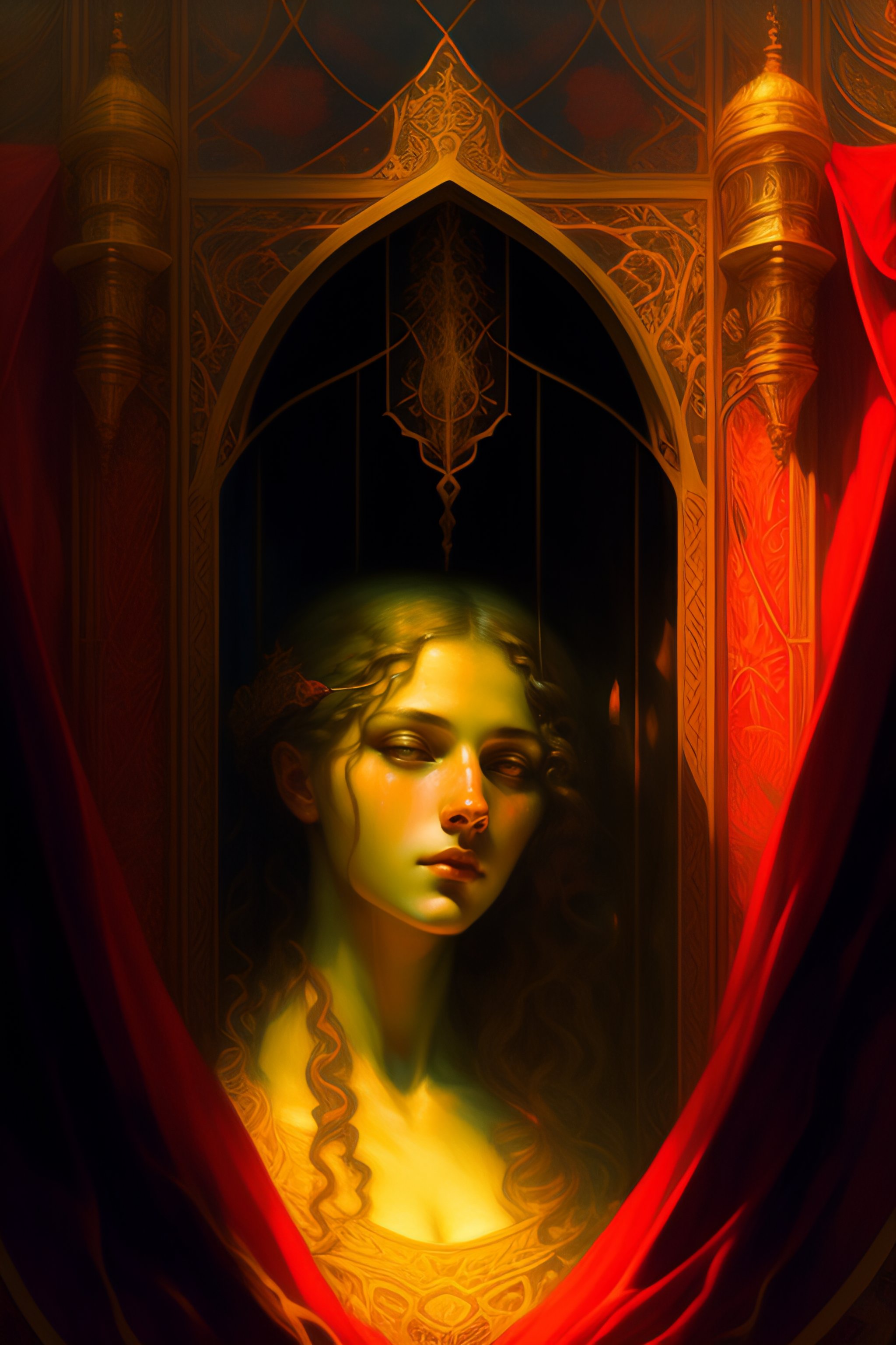 Lexica - A girl lay asleep in her bedroom while a terrifying monster ...