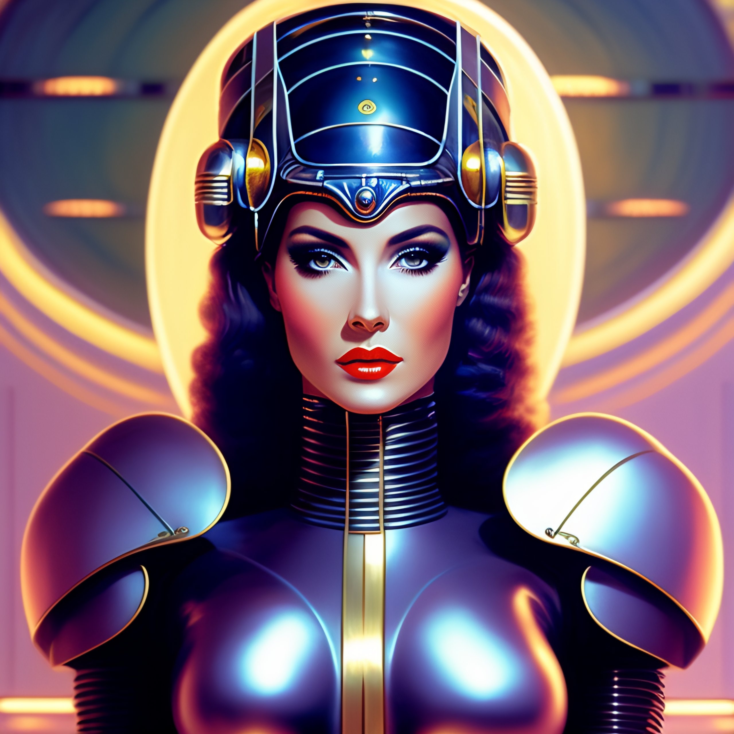 Lexica - 80's airbrush painting of a beautiful gynoid female android in ...