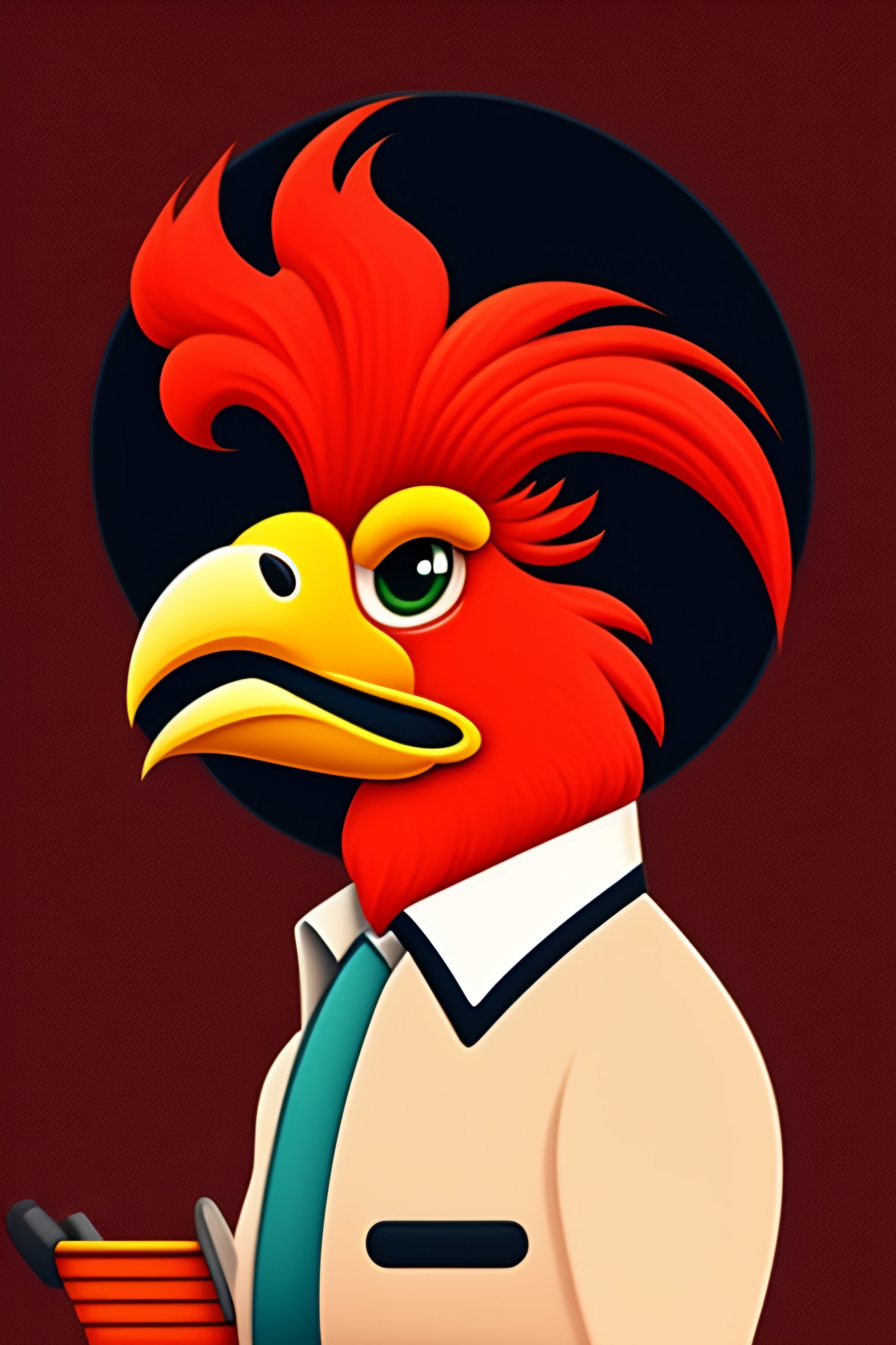 Lexica - A cartoon rooster as a podcast host