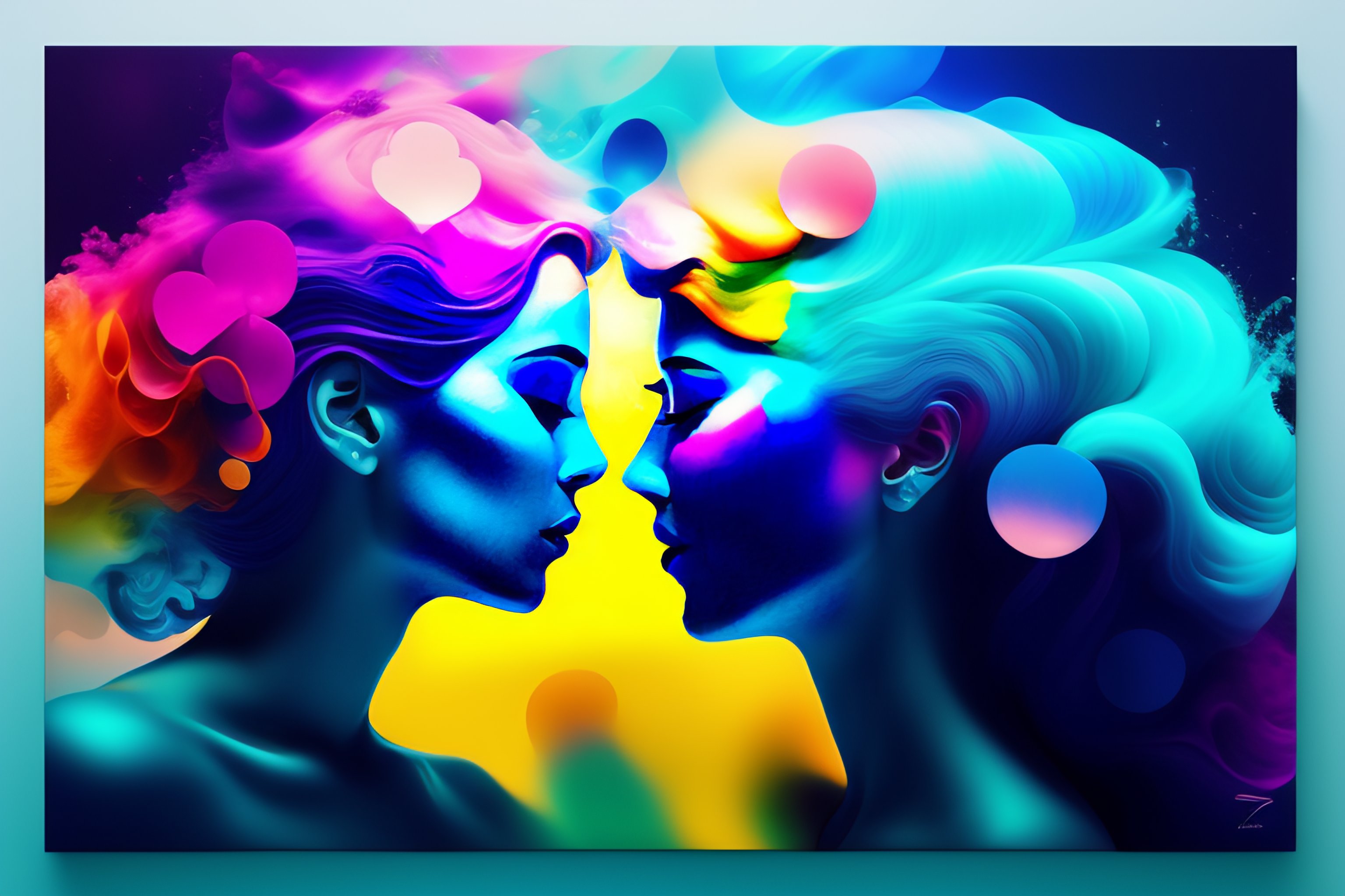 Lexica - Abstract colorful underwater ink art of two girls in love ...