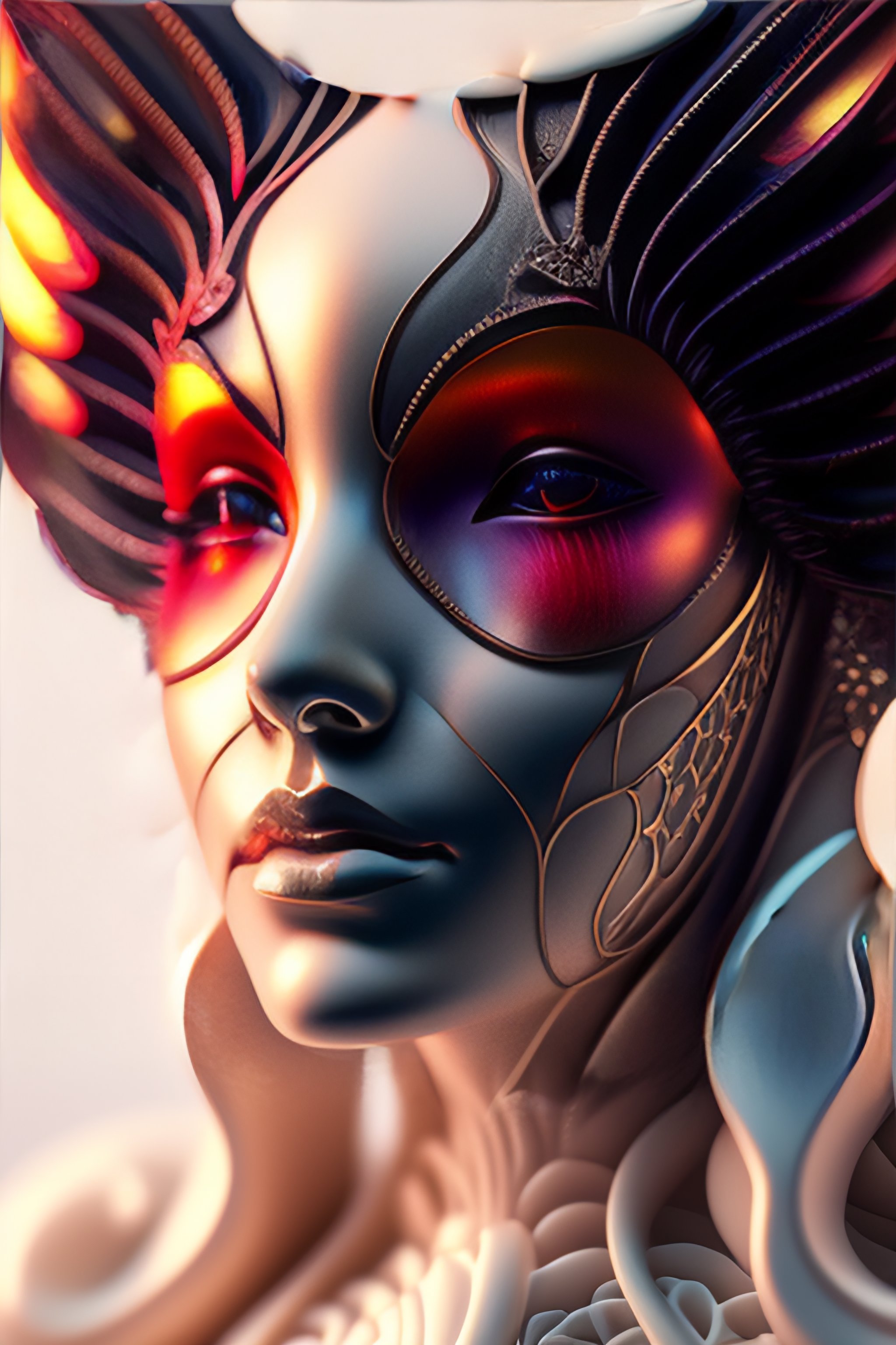 Lexica - Complex 3d render ultra detailed of a tanuki angel front ...