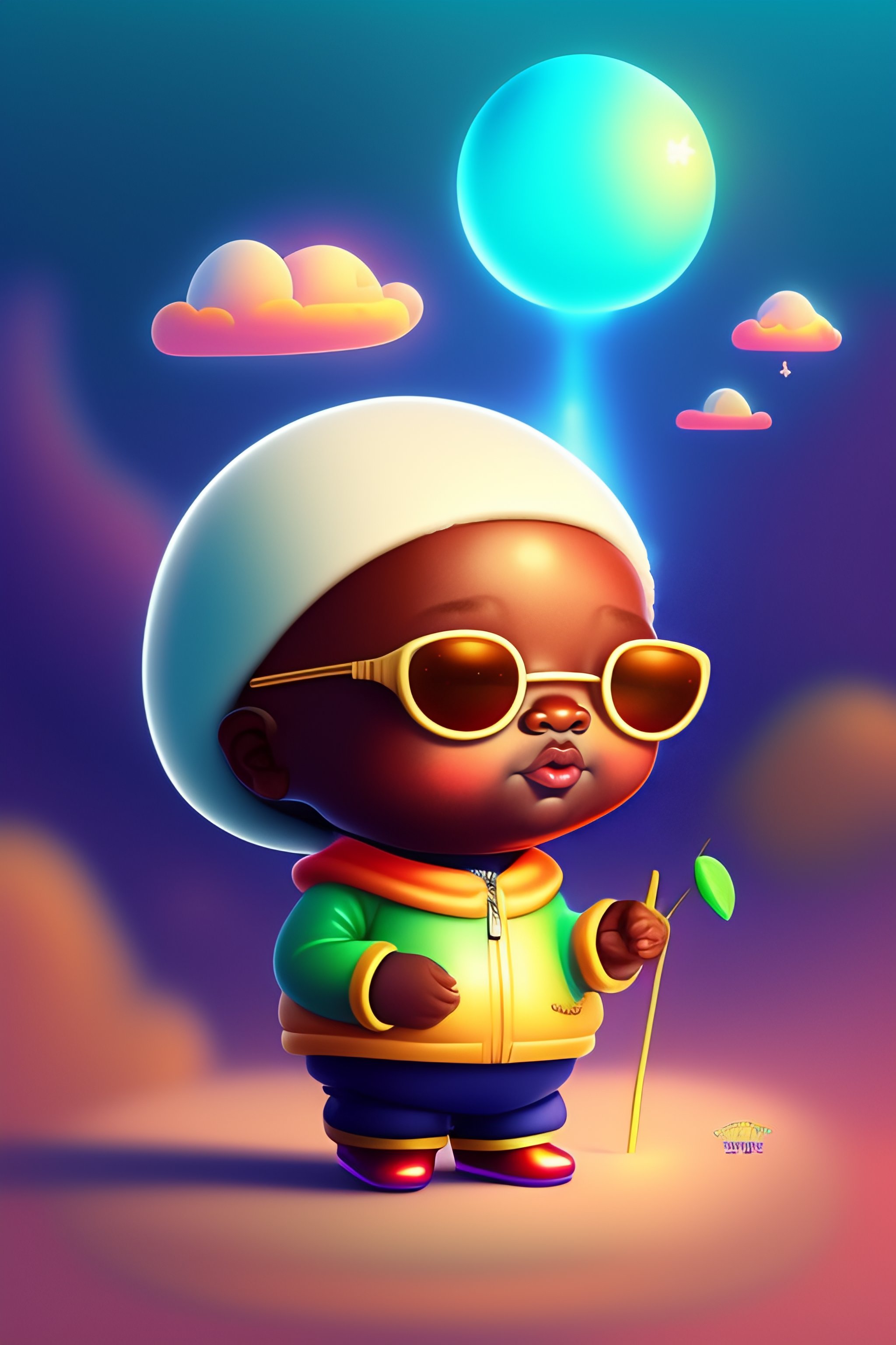 Lexica - Cute and adorable cartoon Stevie Wonder baby, fantasy ...