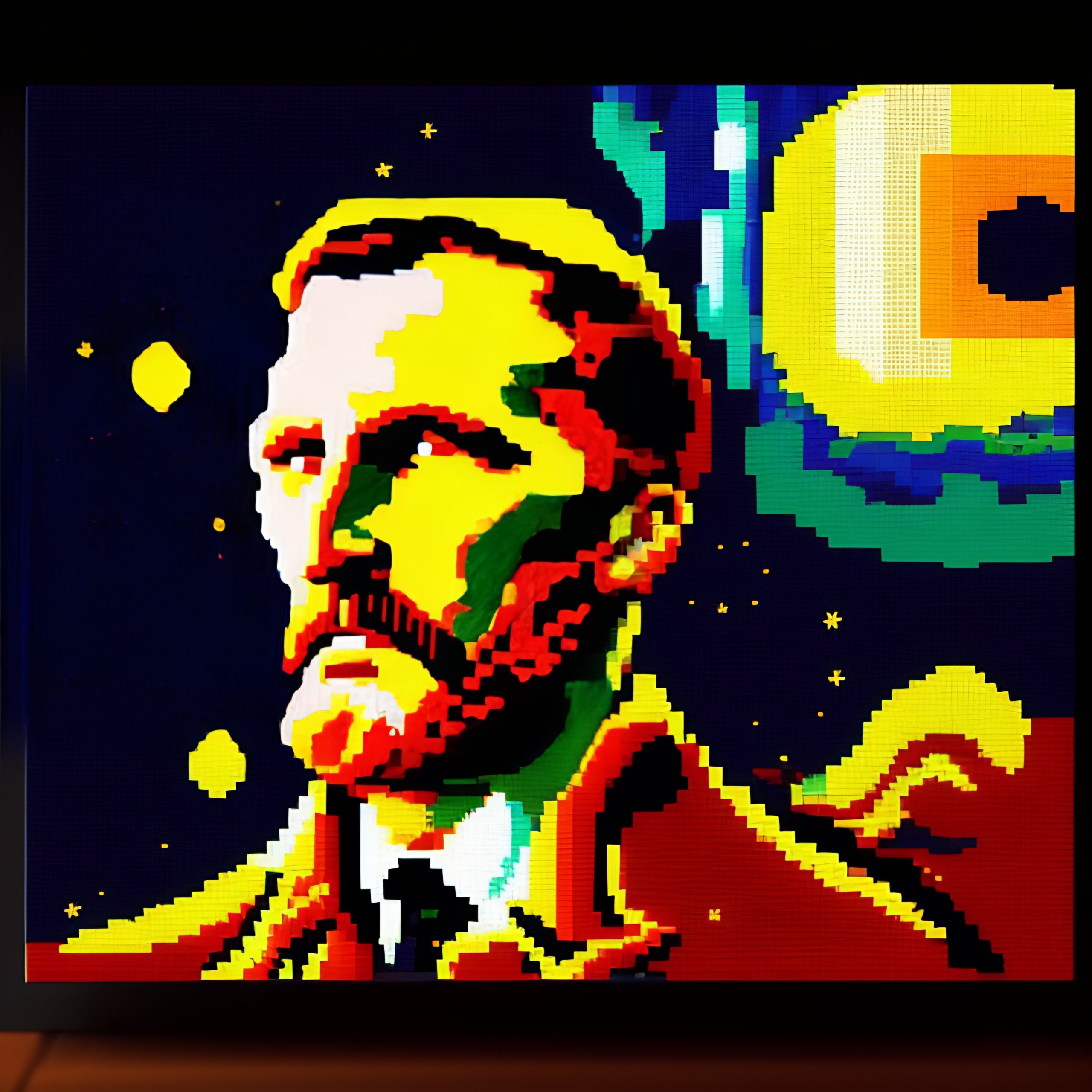 Lexica - Noche estrellada de van Gogh pixel art