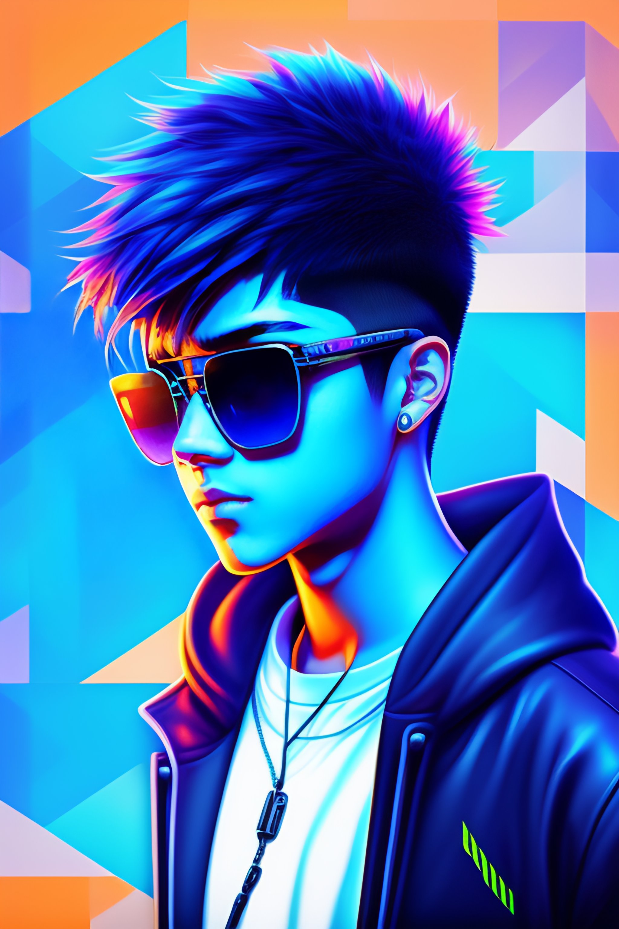 Lexica - Logo, cyber punk gamer boy ceramic tile, art cartoon style ...