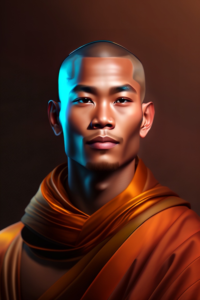 Lexica - Portrait of an ancient Buddhist monk by Malika Favre, digital ...