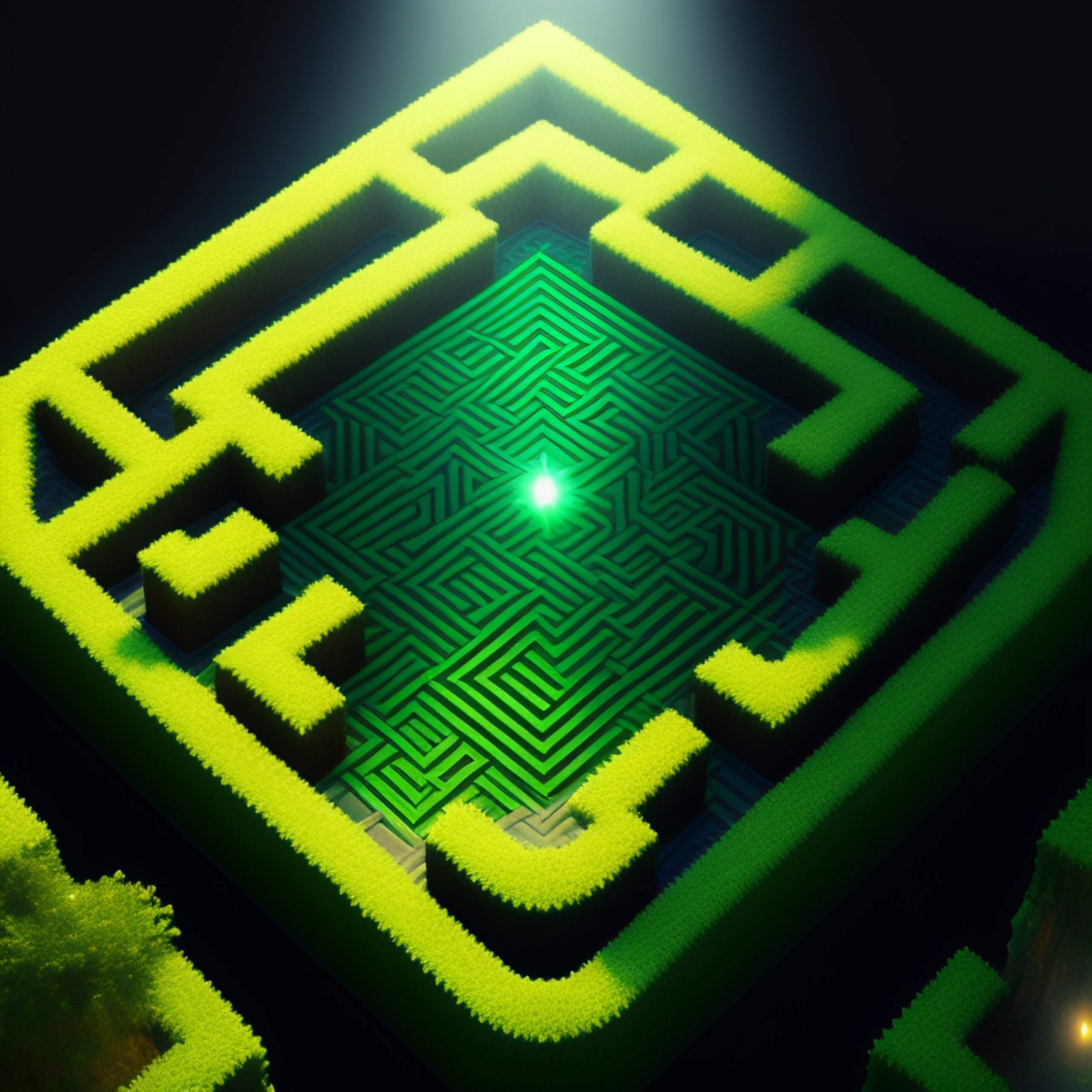 Lexica - Lost in a emerald maze,labyrinth from above, huge jade golem ...