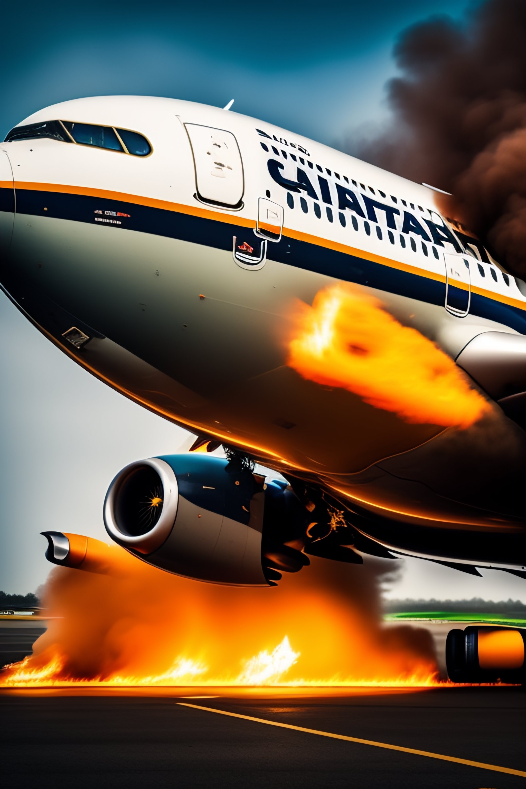 Lexica - Lufthansa plane in fire