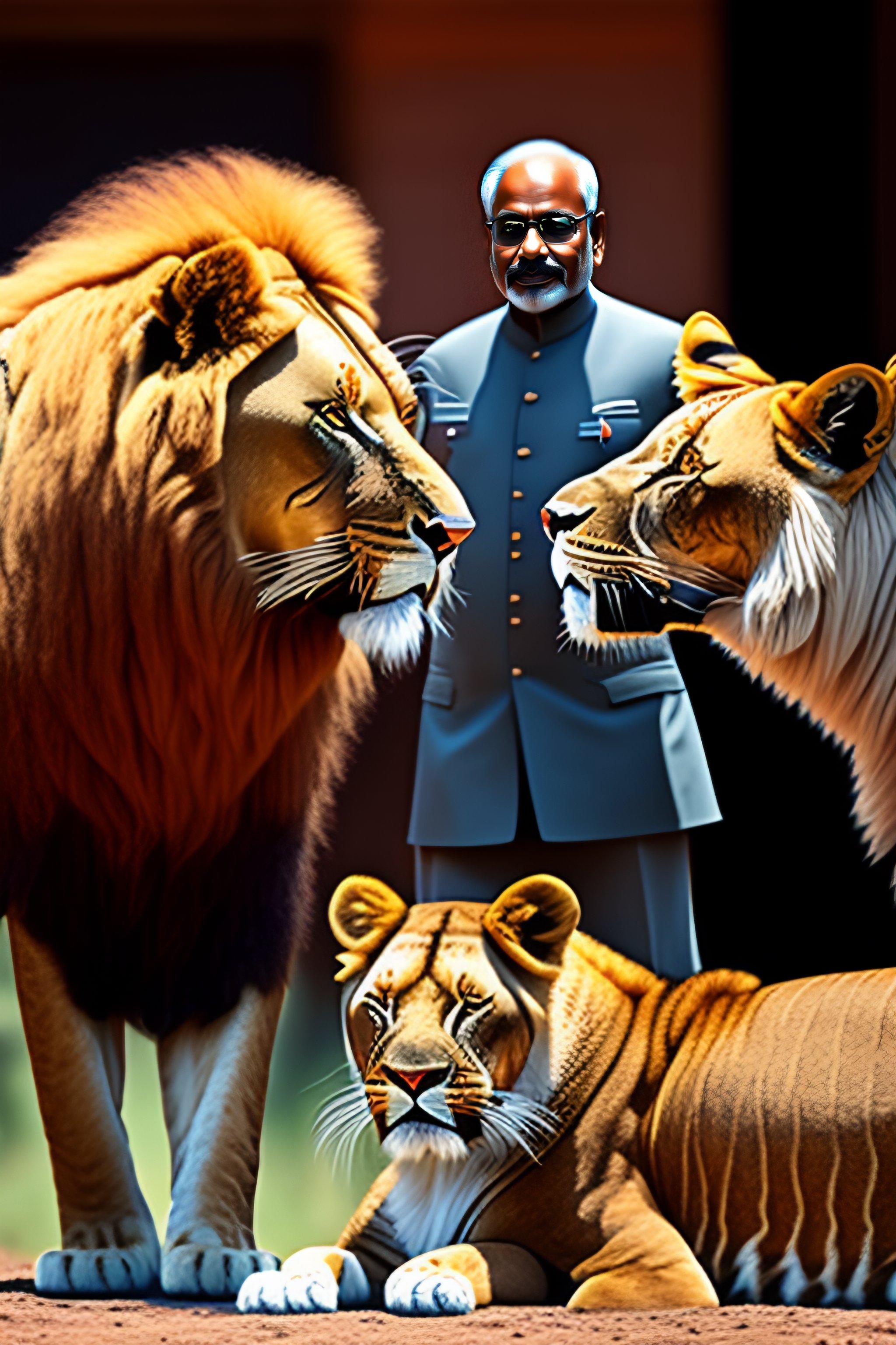 Lexica - Narendra Modi with lions