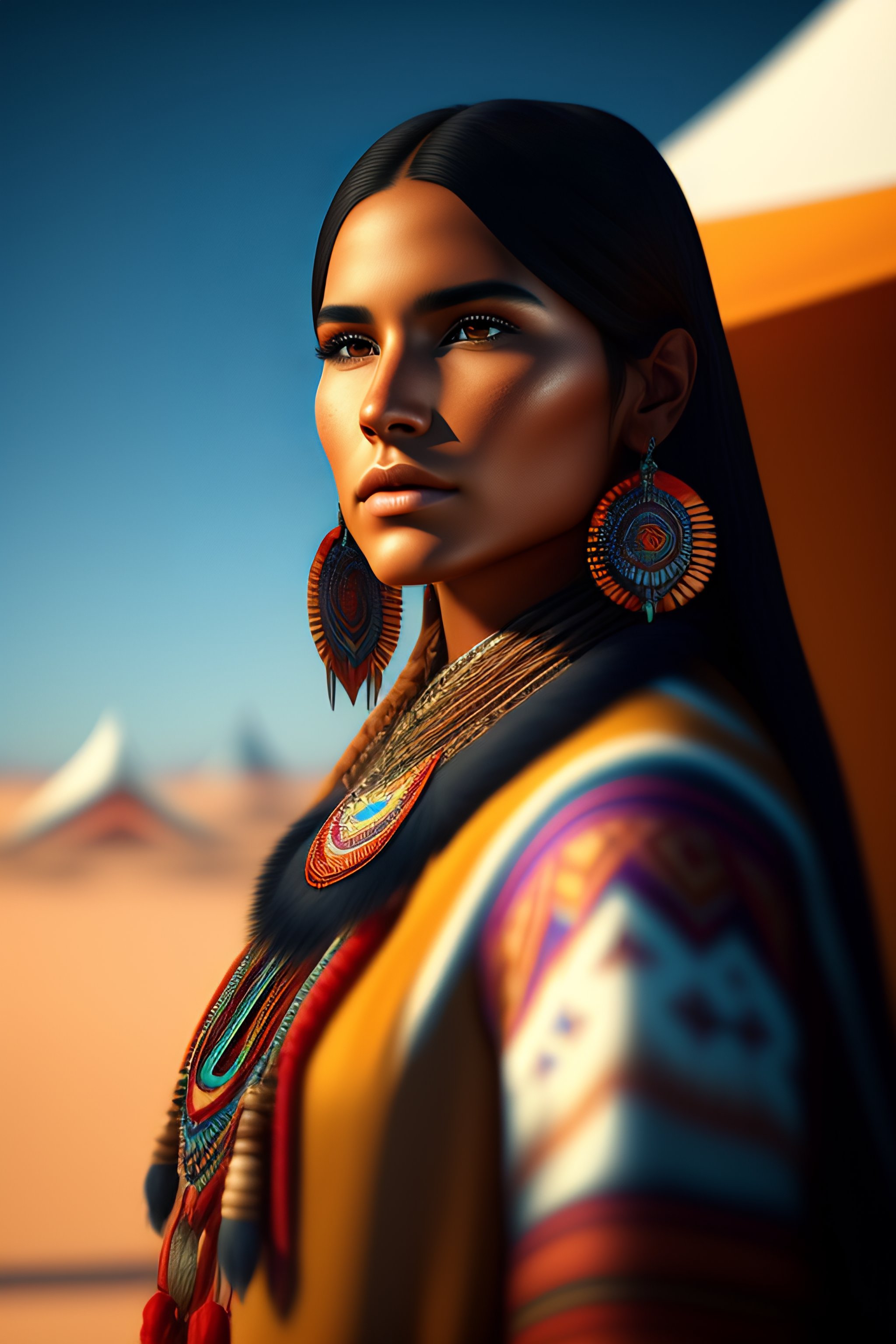 Native American Woman Painting