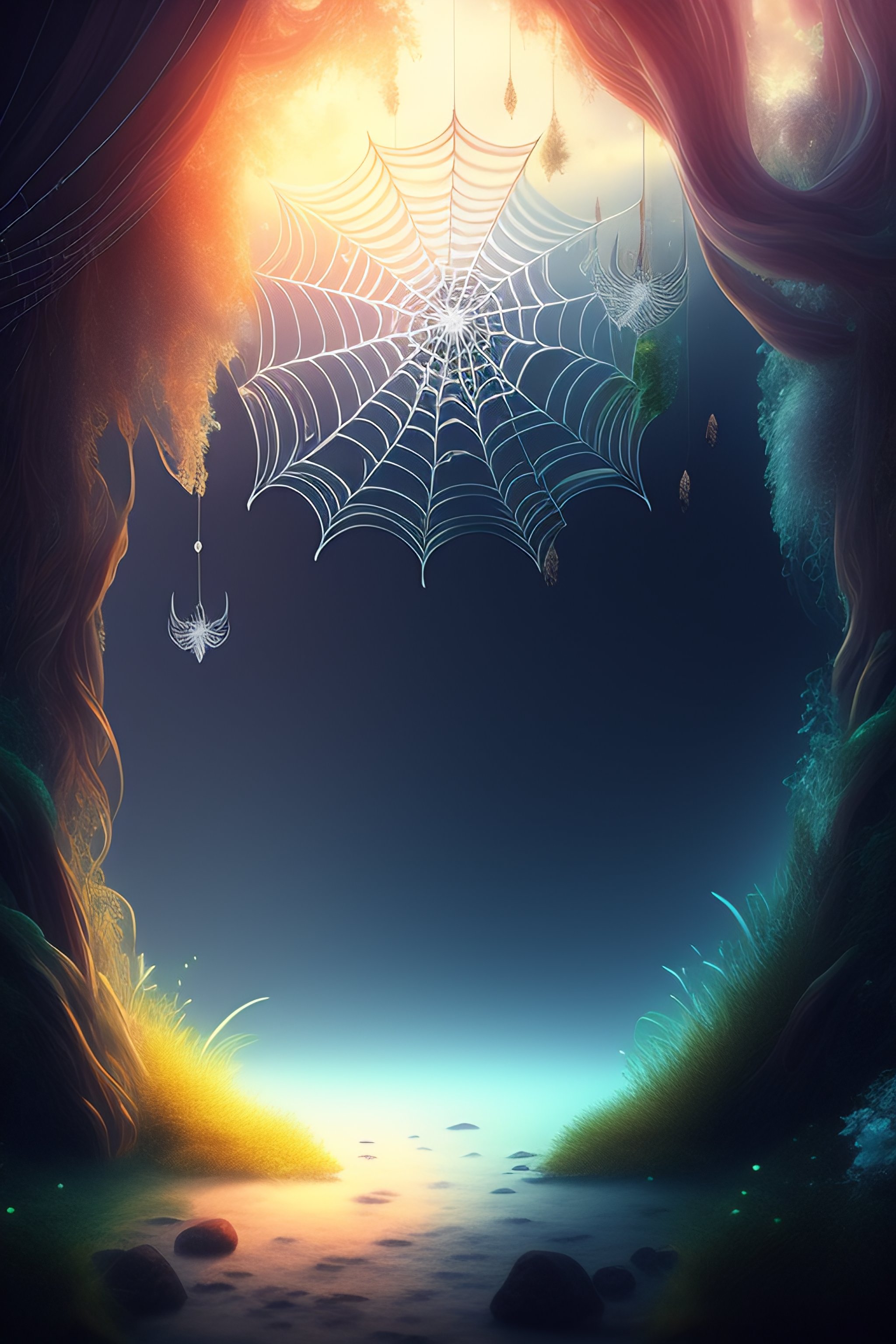 Lexica - Transparent Background. Fantasy Style Spider Webs