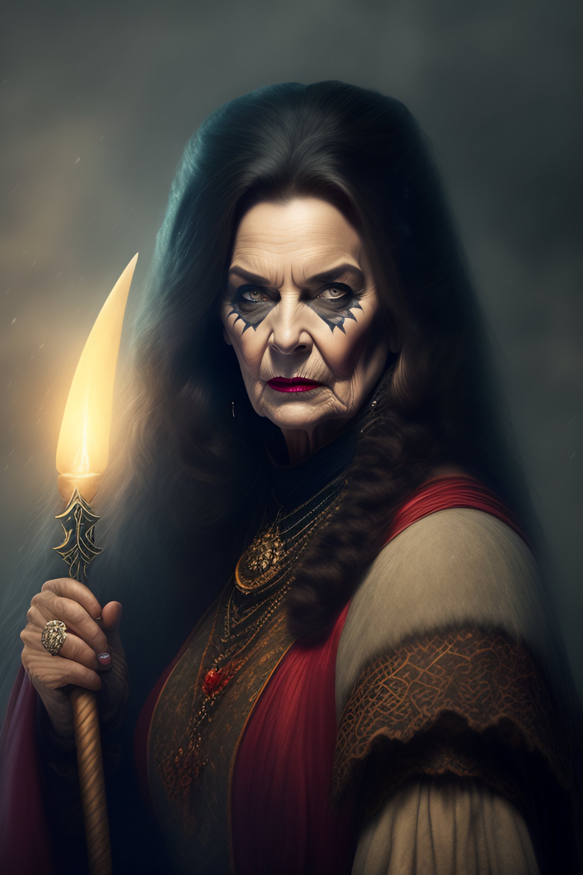 Lexica - Portrait a terrifying horror old witch with a mean look ...