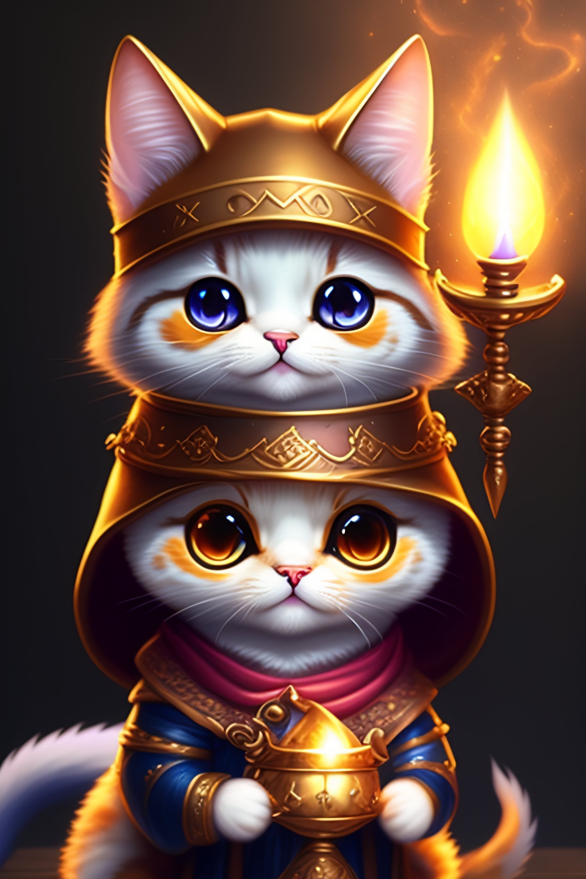 Lexica - Cute chibi fantasy cat mage casting a spell