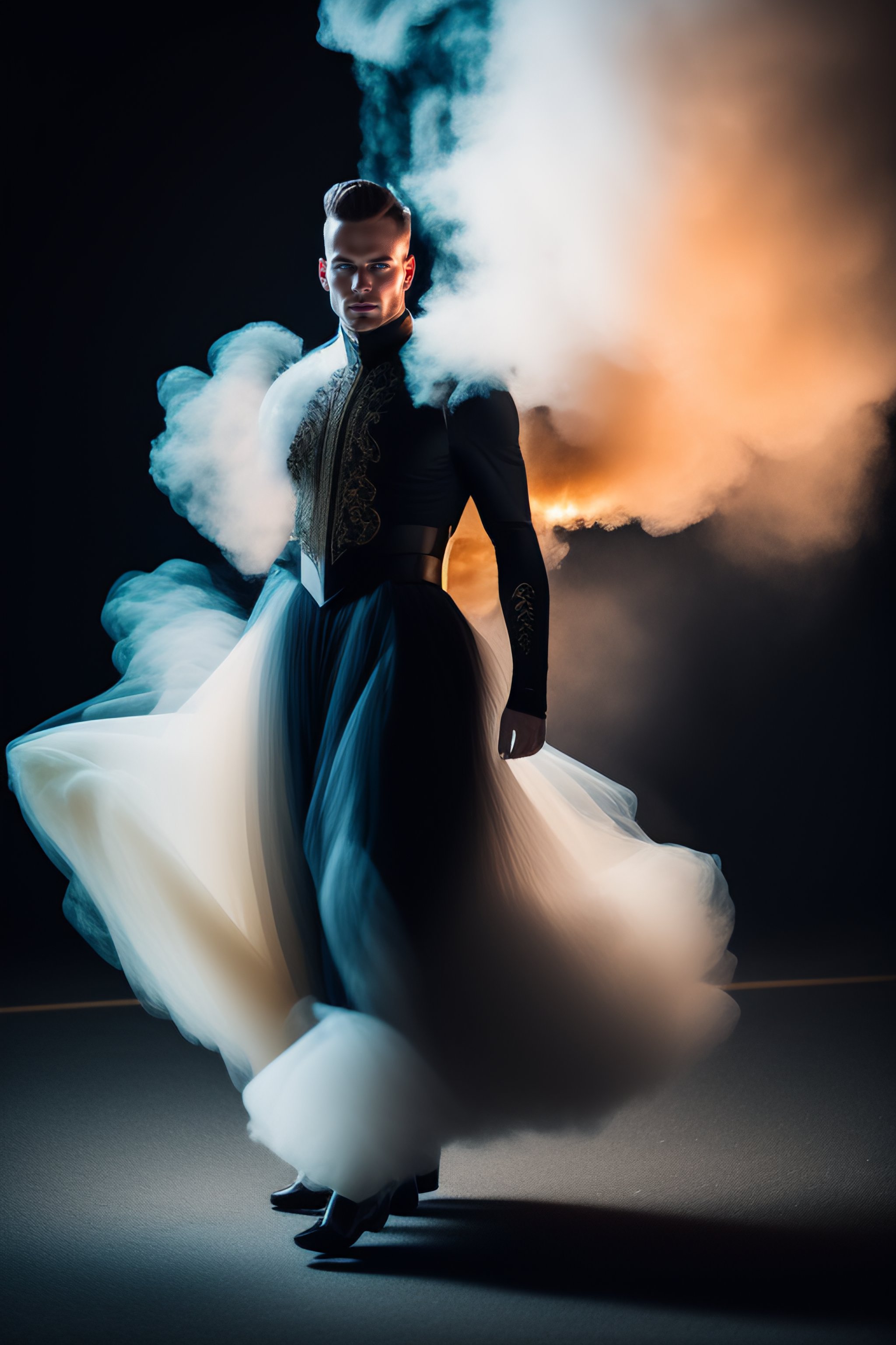 Lexica - White man android! dancing, full body portrait in a dress made ...