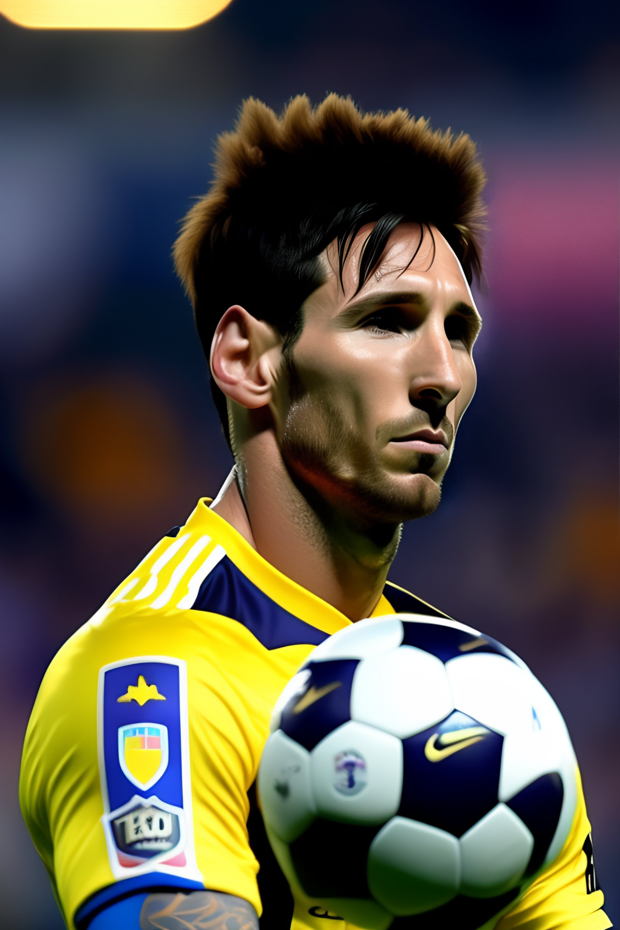 Lexica - Lionel Messi is a small, slender man with short, spiky black ...