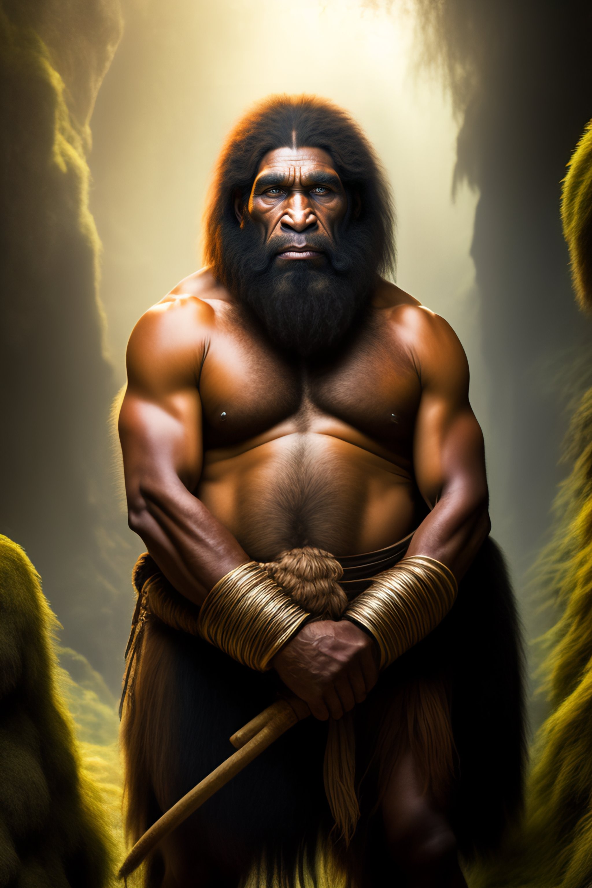 Lexica - Photograph of a Neanderthal man