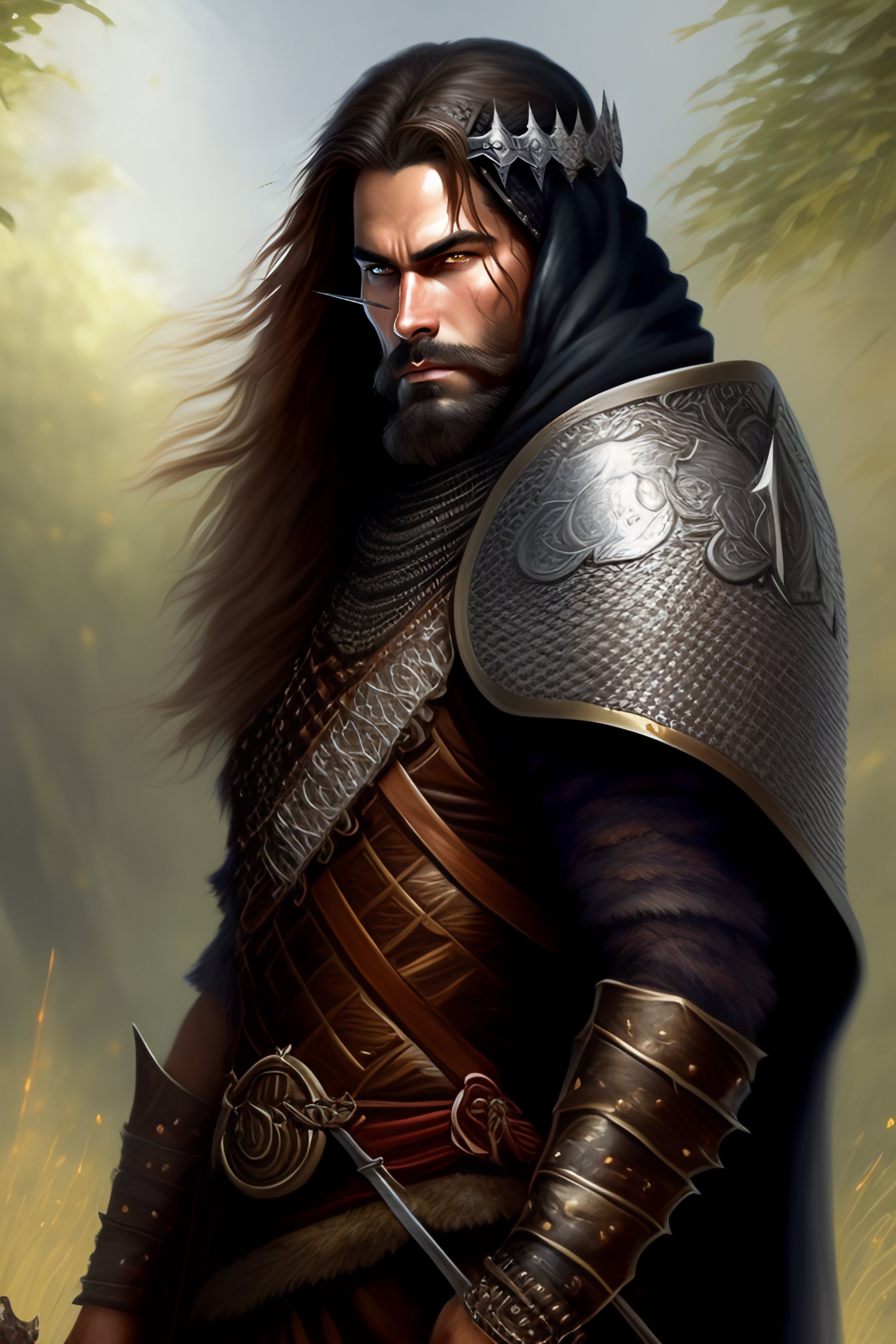 Lexica - Portrait of a gritty man with a shield and a spear. He wears ...