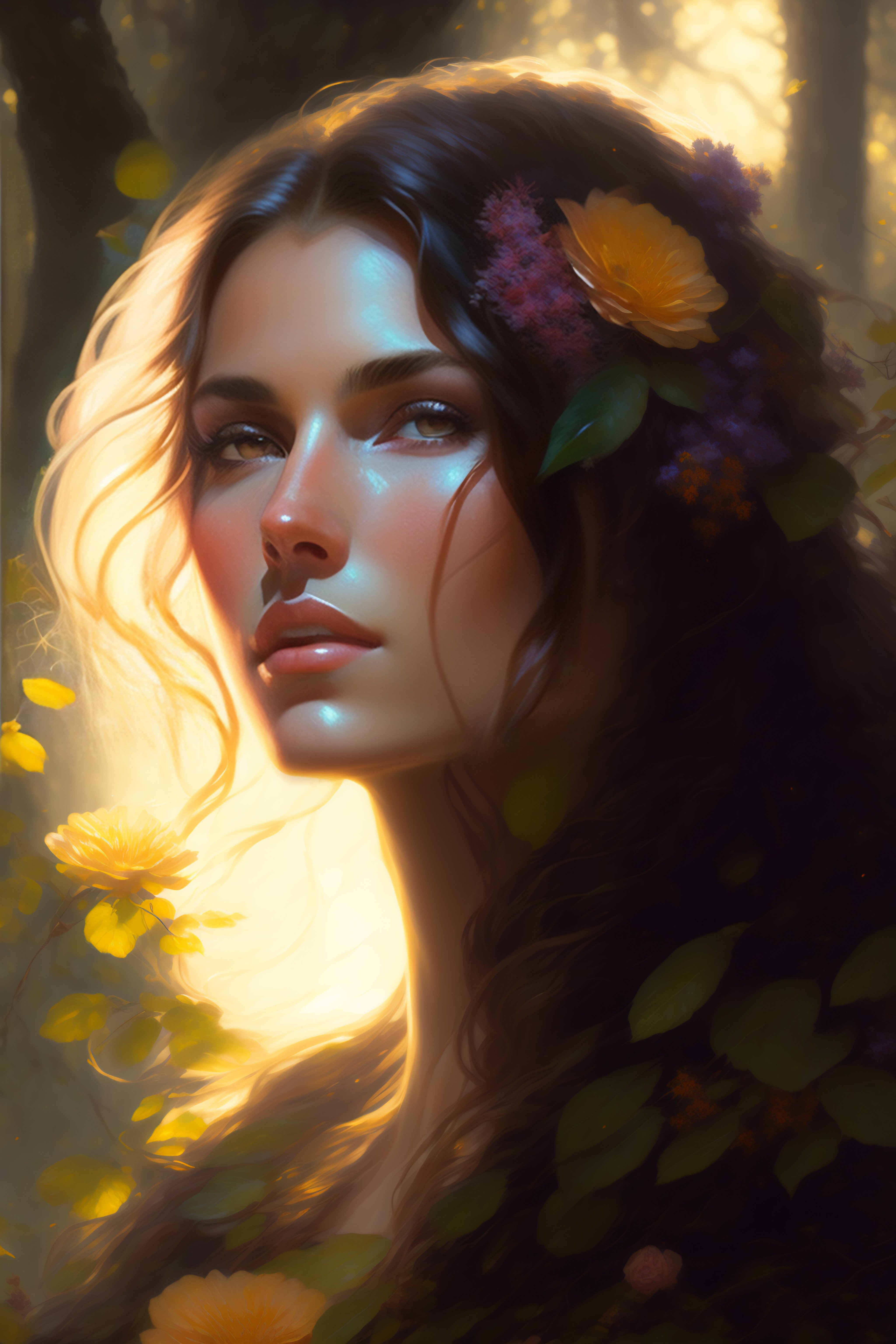 Lexica - Godess of the forest, 30 years old, handsome, female, detailed ...