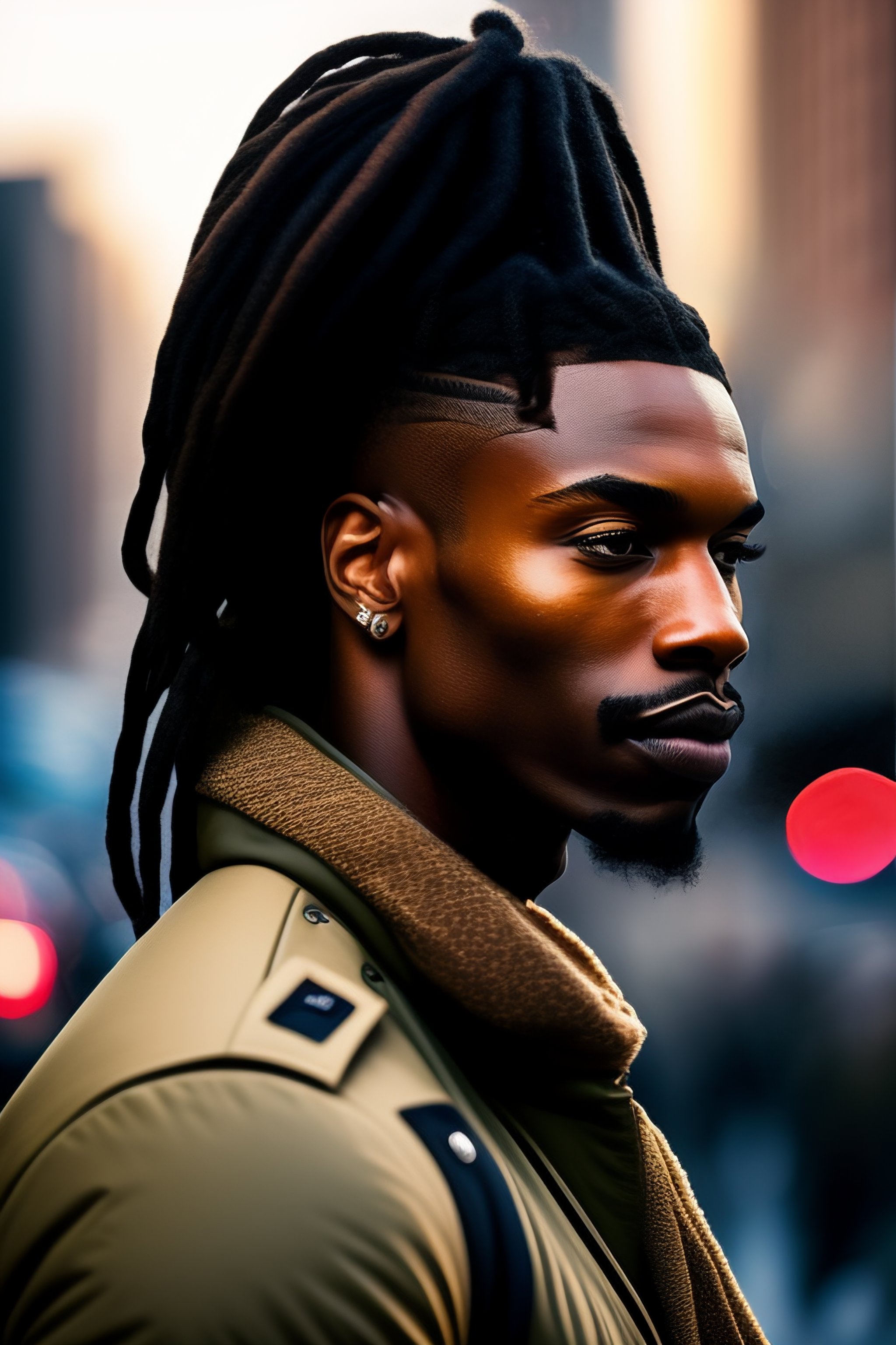 Lexica - A masculine black man, new york city, dred locks,