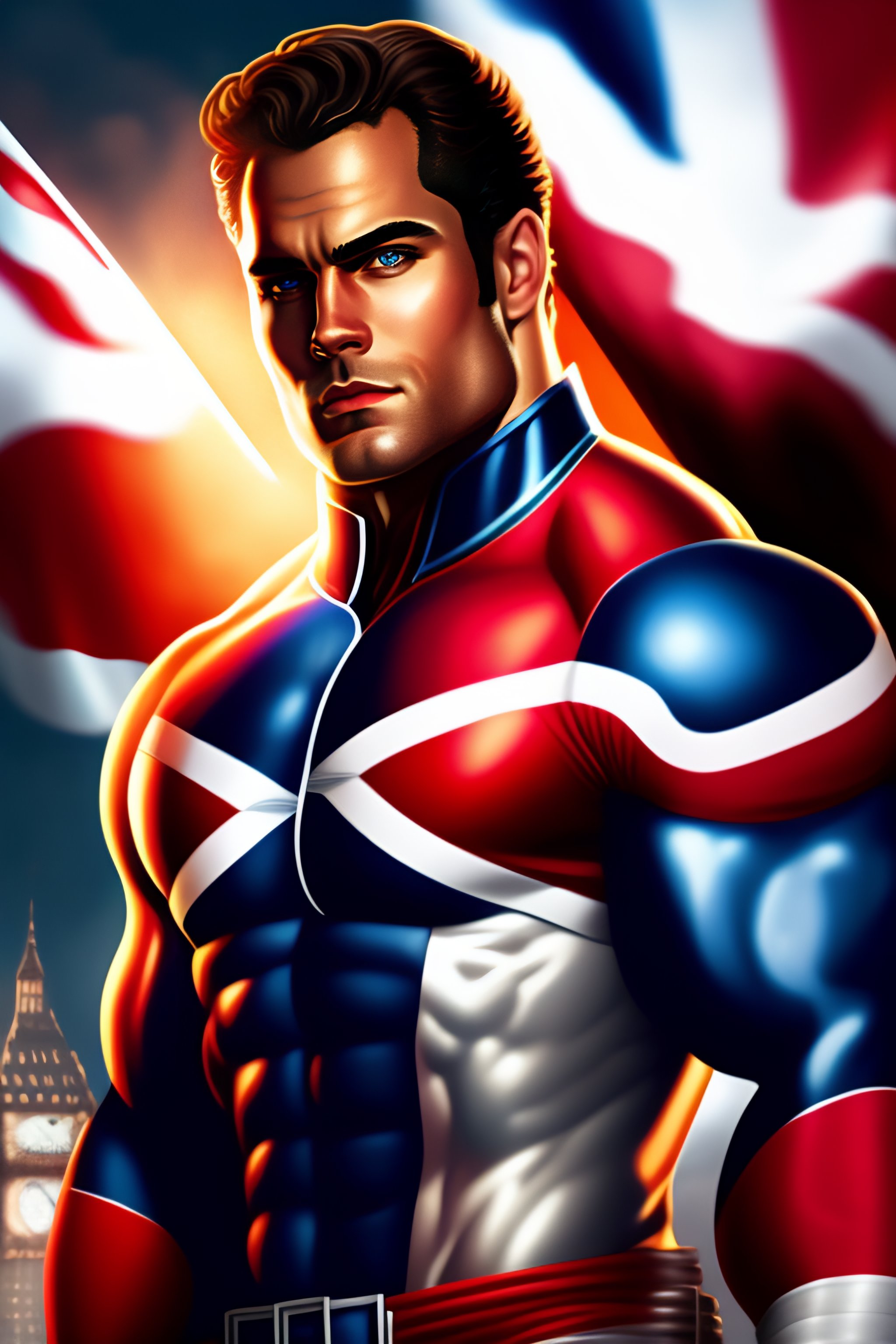 Lexica - Epic comic book cover, Henry Cavill as masculine handsome ...