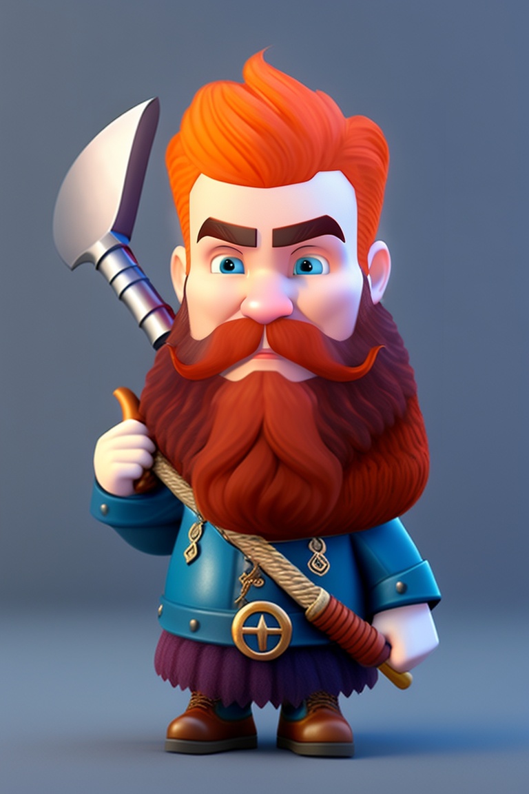 Lexica - Little dwarf with red hair sticking out, fluffy eyebrows and a ...