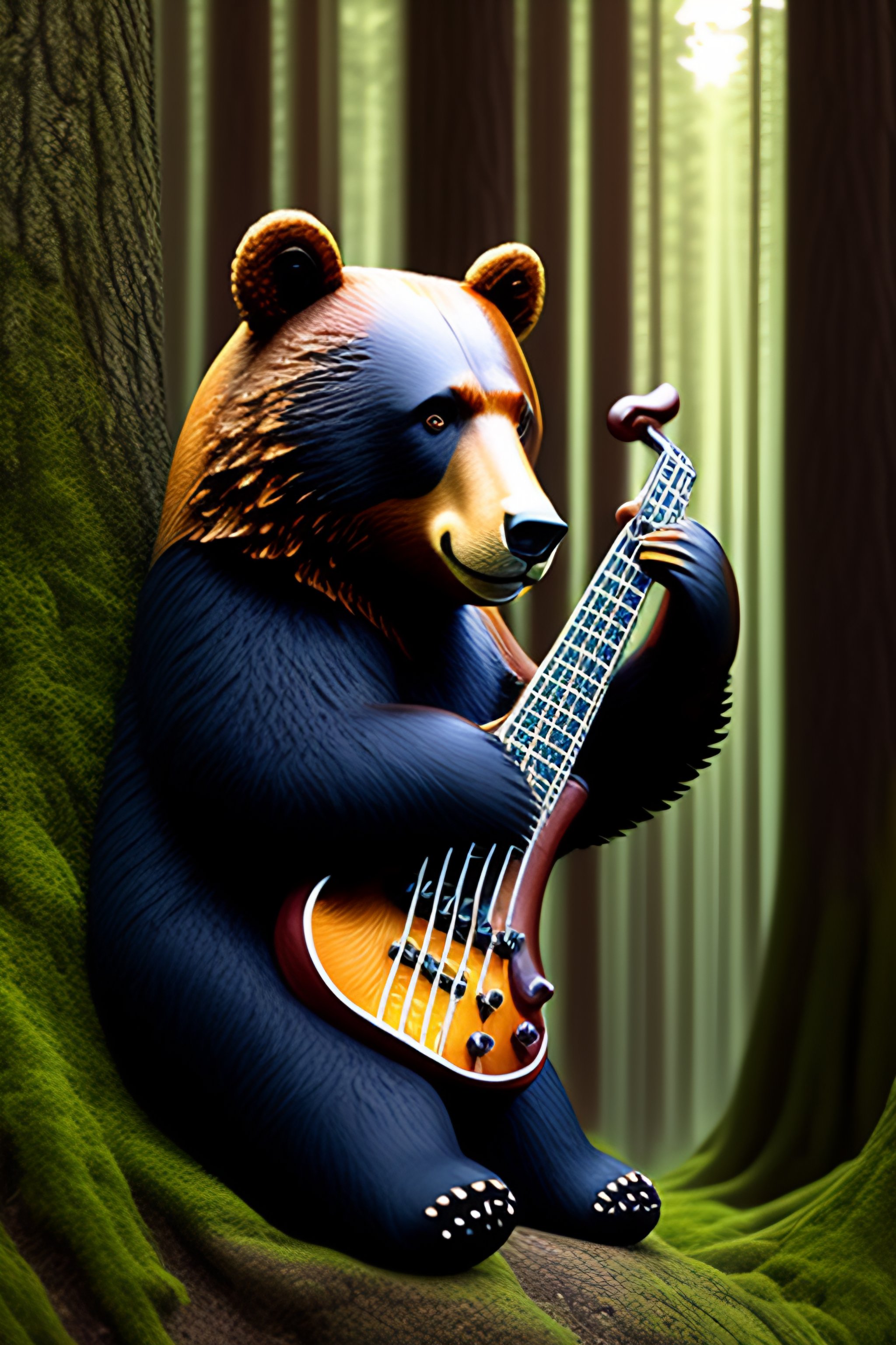 Bass Guitar Playing Bear