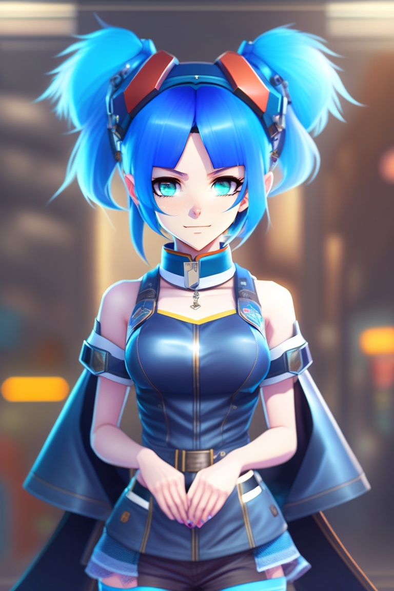 Lexica - Gamer girl, blue hair, anime style