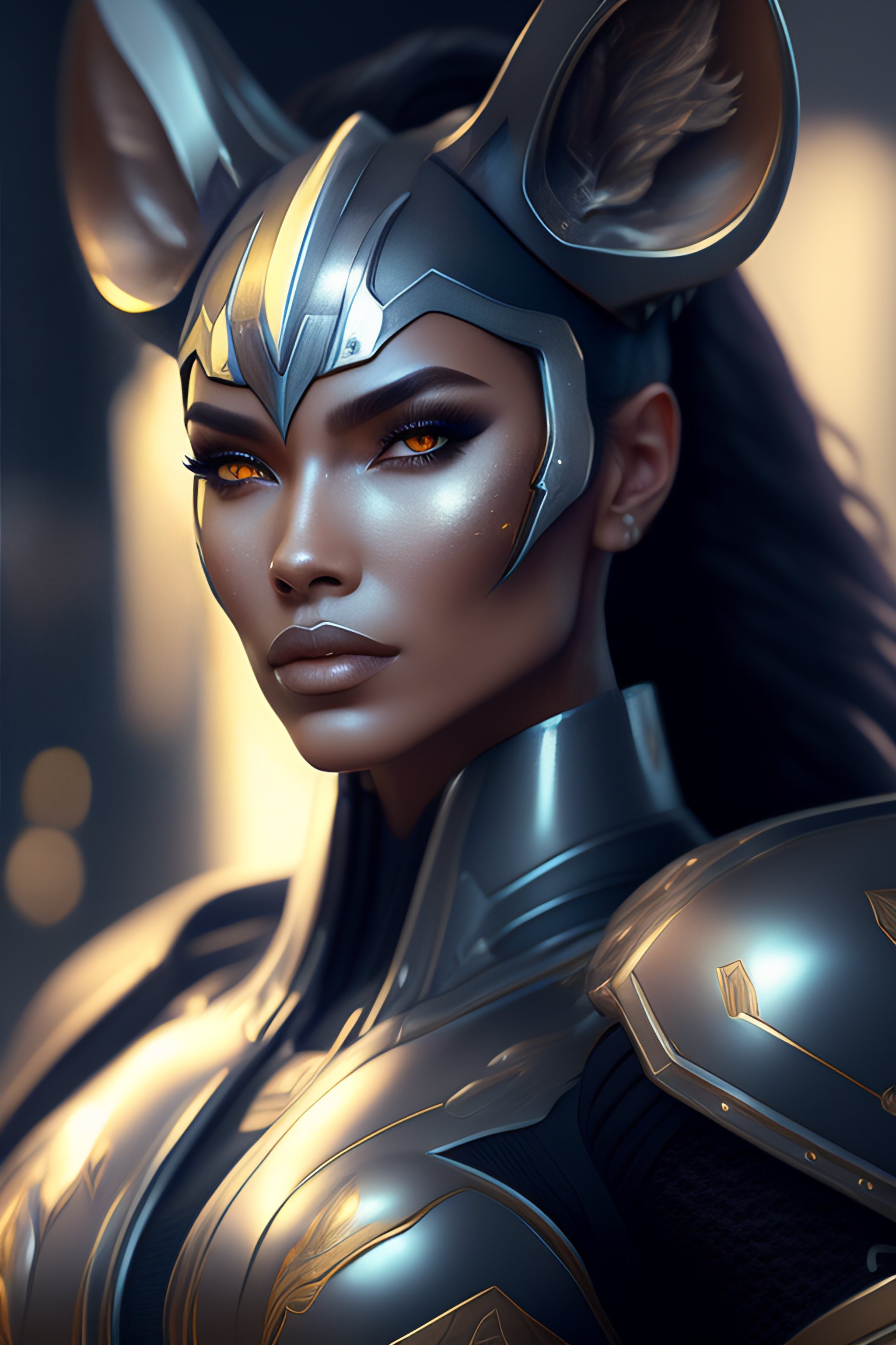Lexica - Portrait painting of a cybernetic grey werewolf with power ...