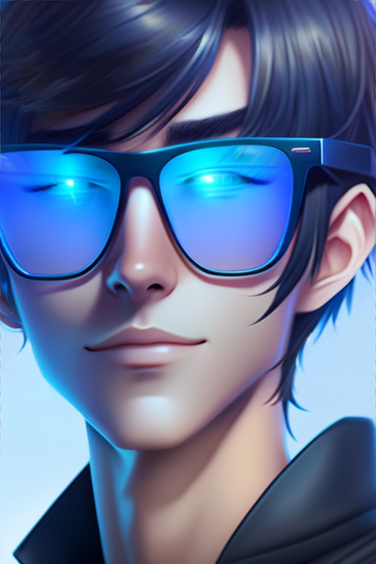 Lexica - Anime boy, glasses, black hair, blue eyes, photorealistic ...