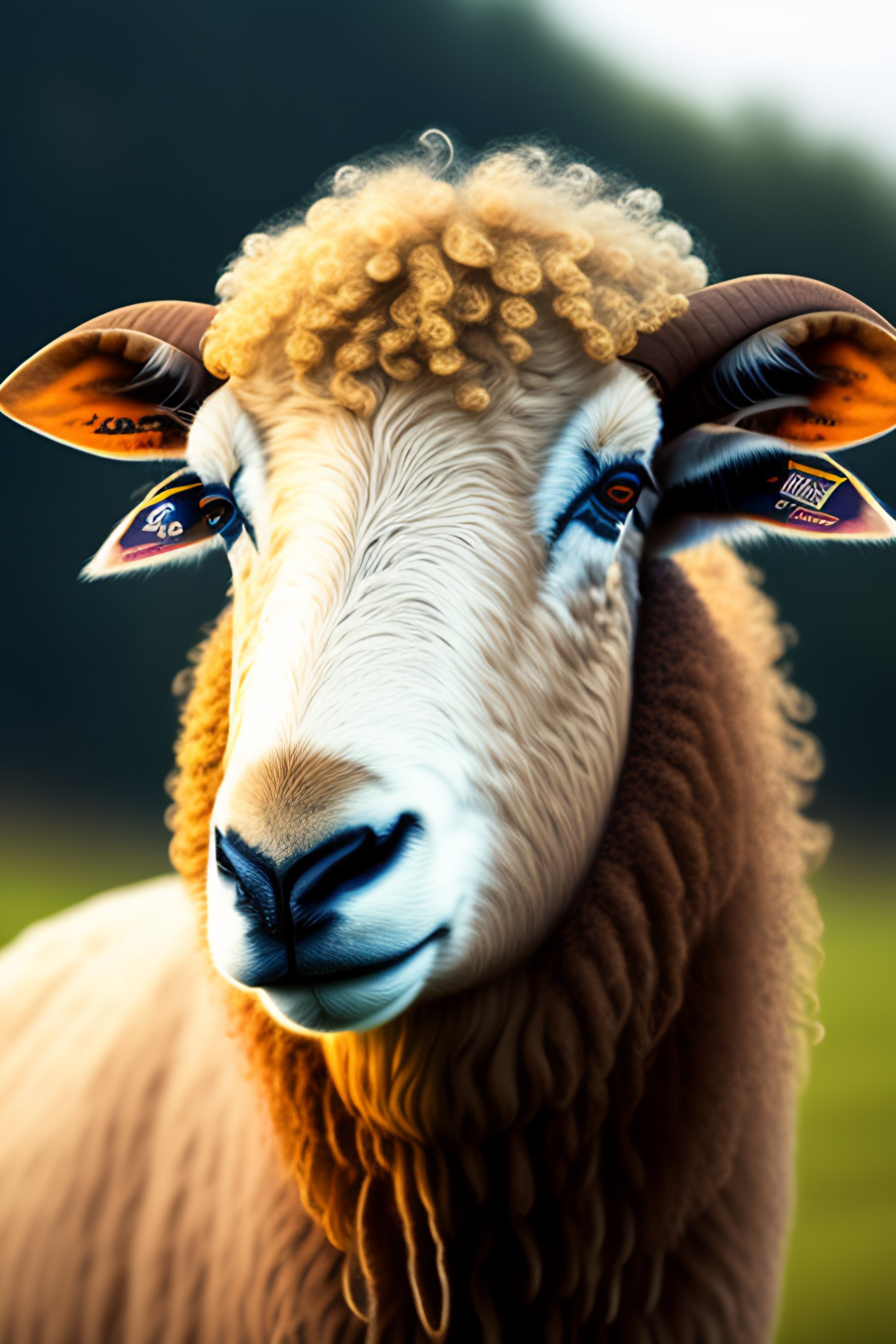 Lexica - Hairy sheep, grazing, portrait, detailed hairs, full image ...