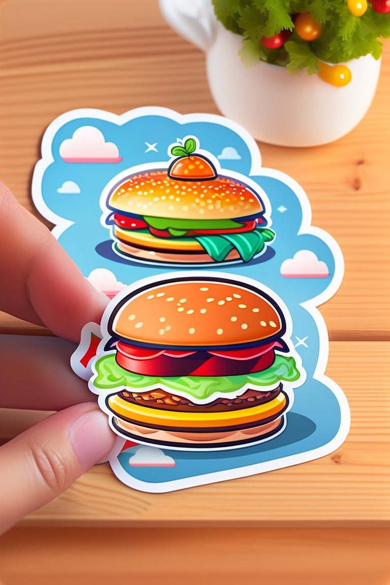 Lexica - Cute burger sticker, cartoon style
