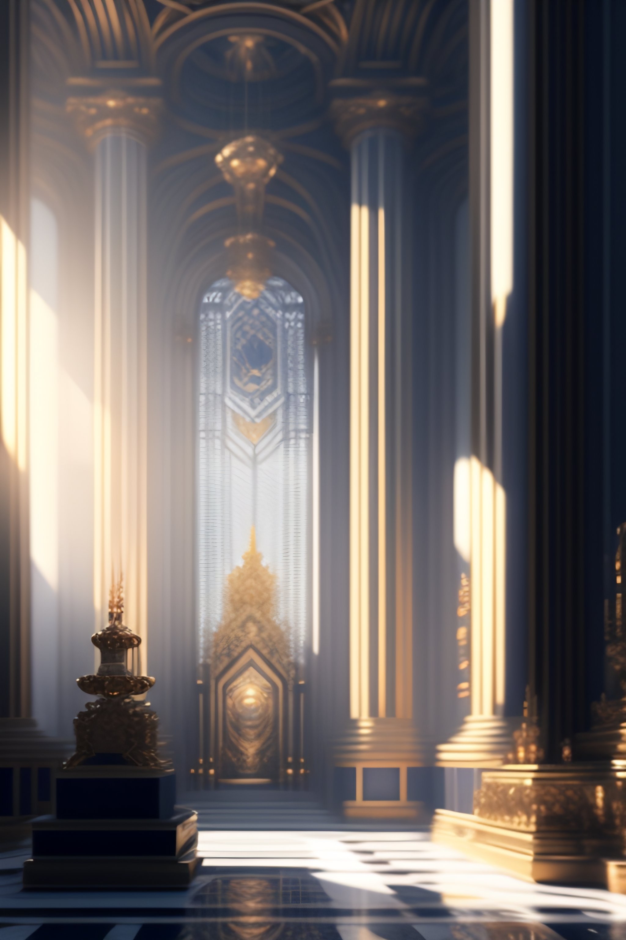 Lexica - A crowded throne room, white marble, god rays, epic cityscape ...