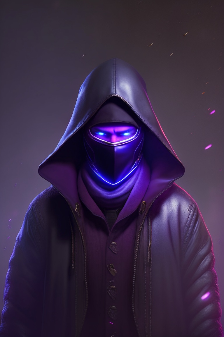 Lexica - Male character, with hood, predominantly dark purple ...