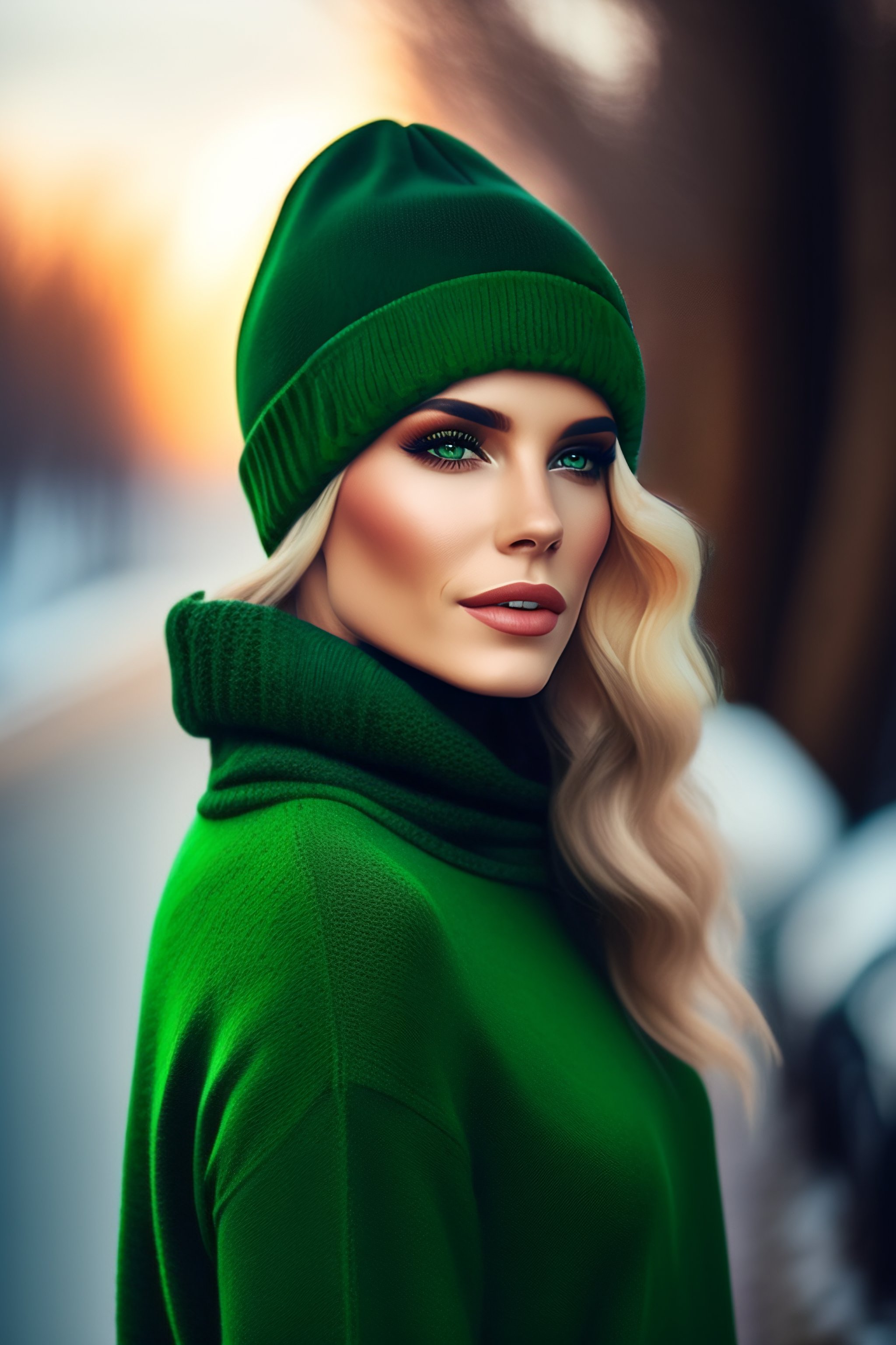 Lexica - Masterpiece, best quality, green hair, sweater, looking at ...