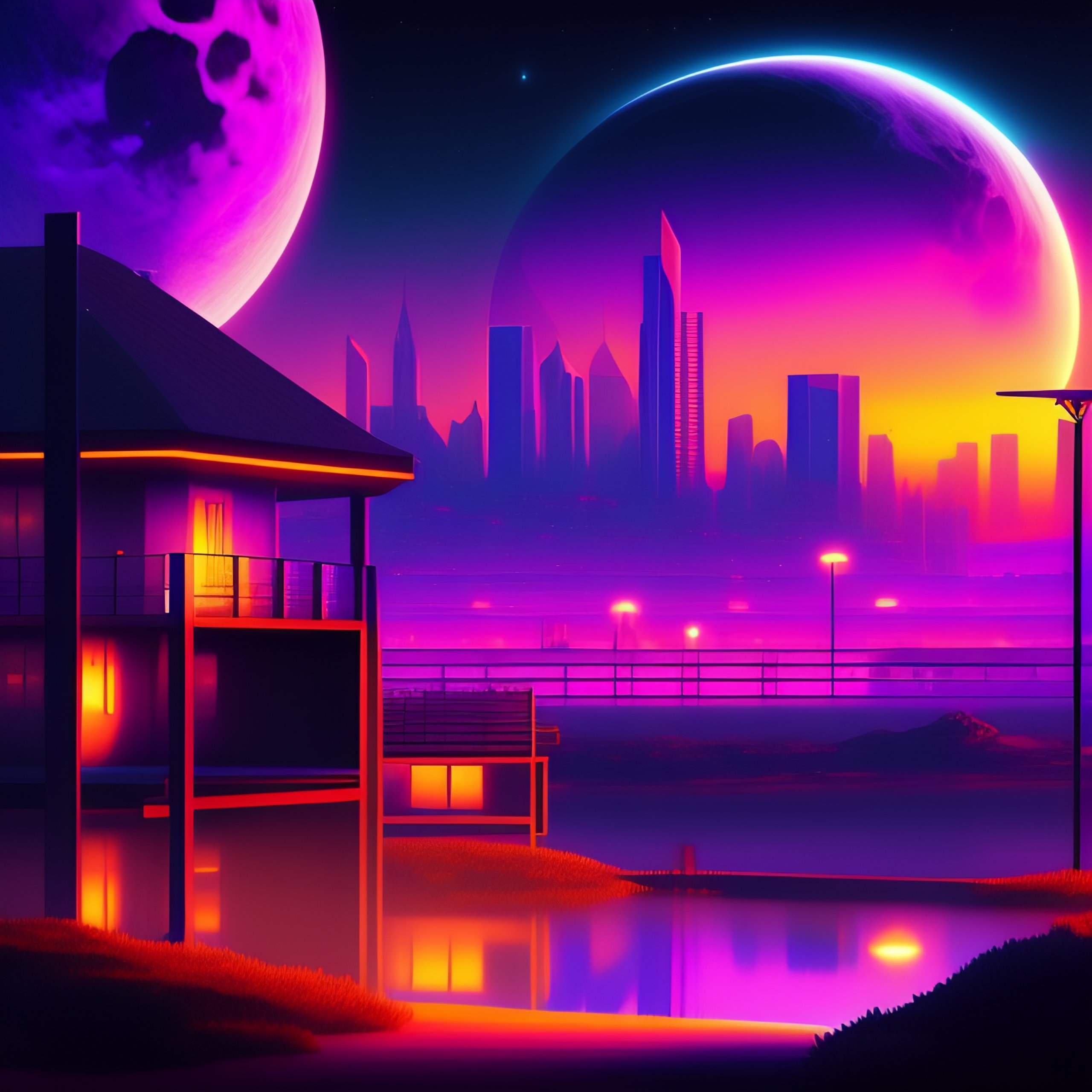 Lexica - The evil side of web3 technologies, Synthwave metaverse town ...