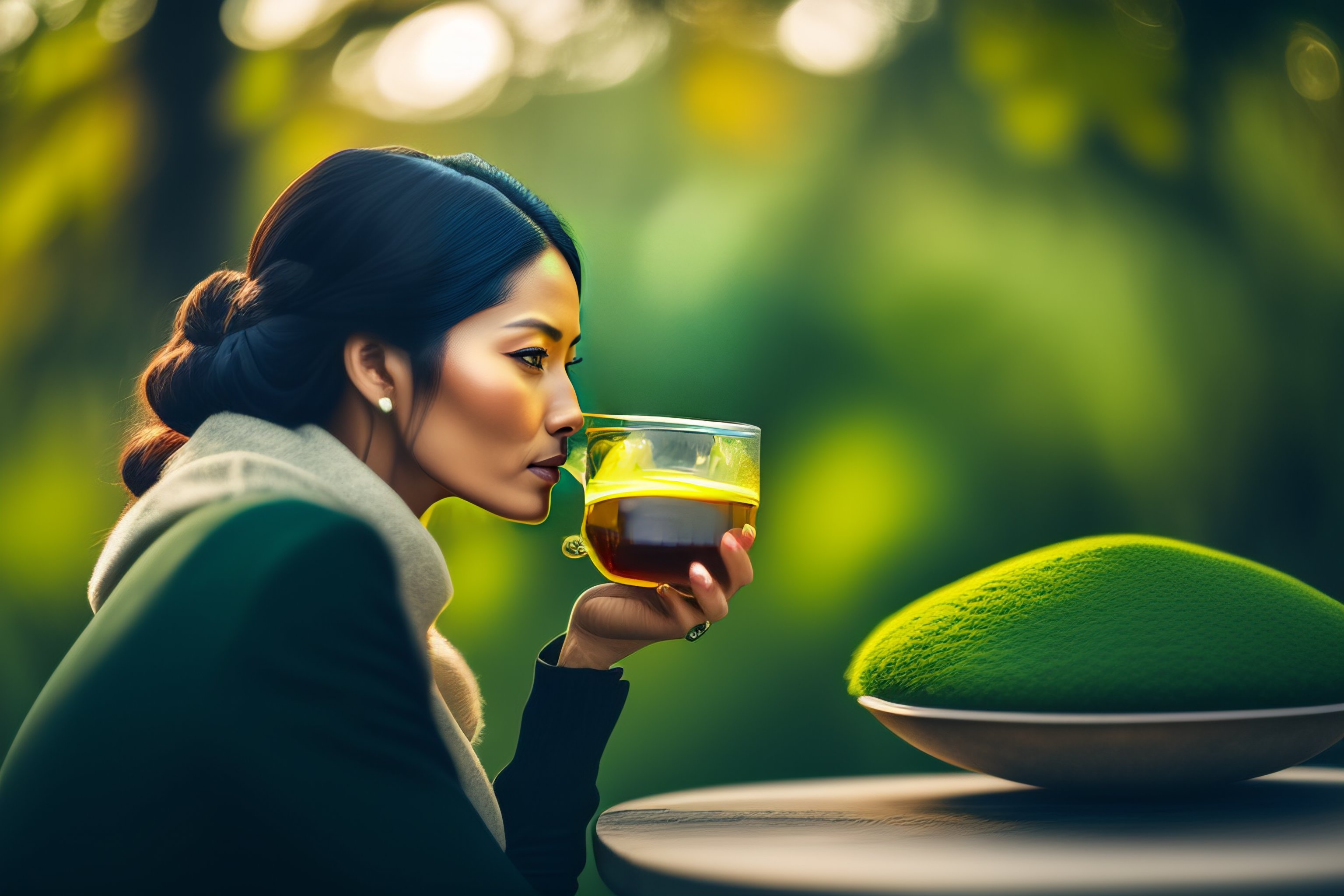 Lexica - Woman drinking green tea