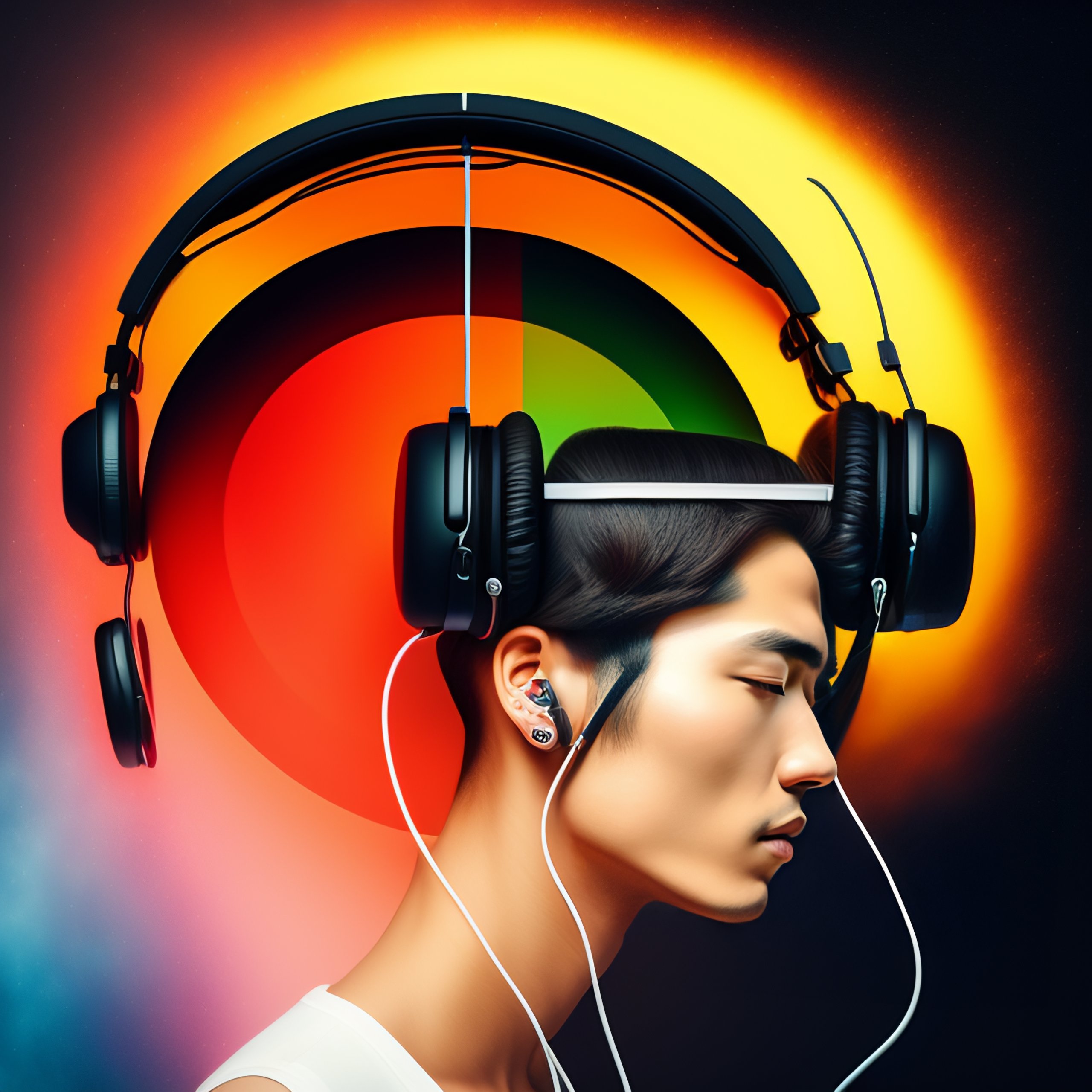 Lexica - Four people in art listening music with headsets, soundcloud ...