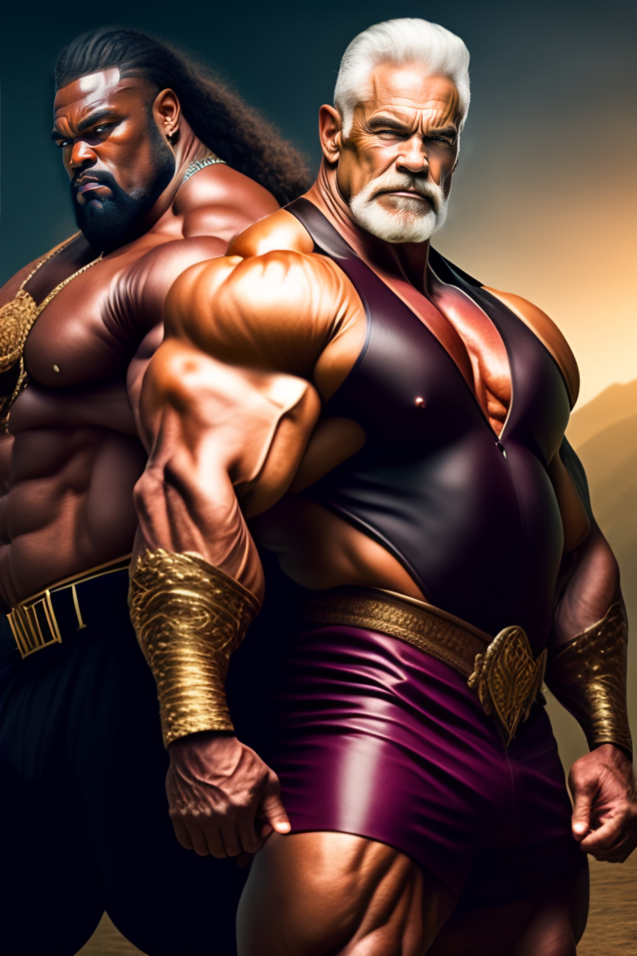 Lexica - Old man, muscle, bodybuilder, paladin, fantasy, with horse