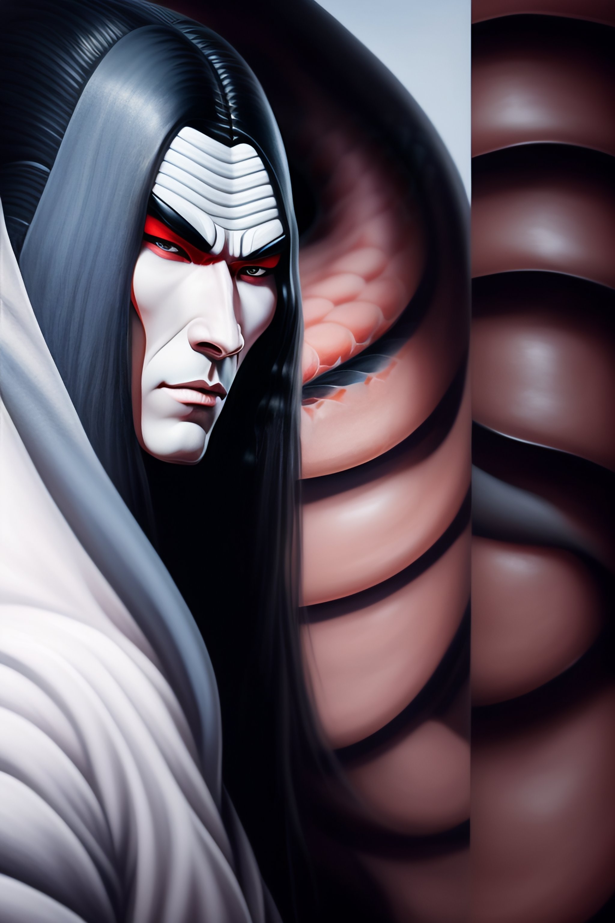 Lexica - Detailed paint of orochimaru with giant snake, full body ...