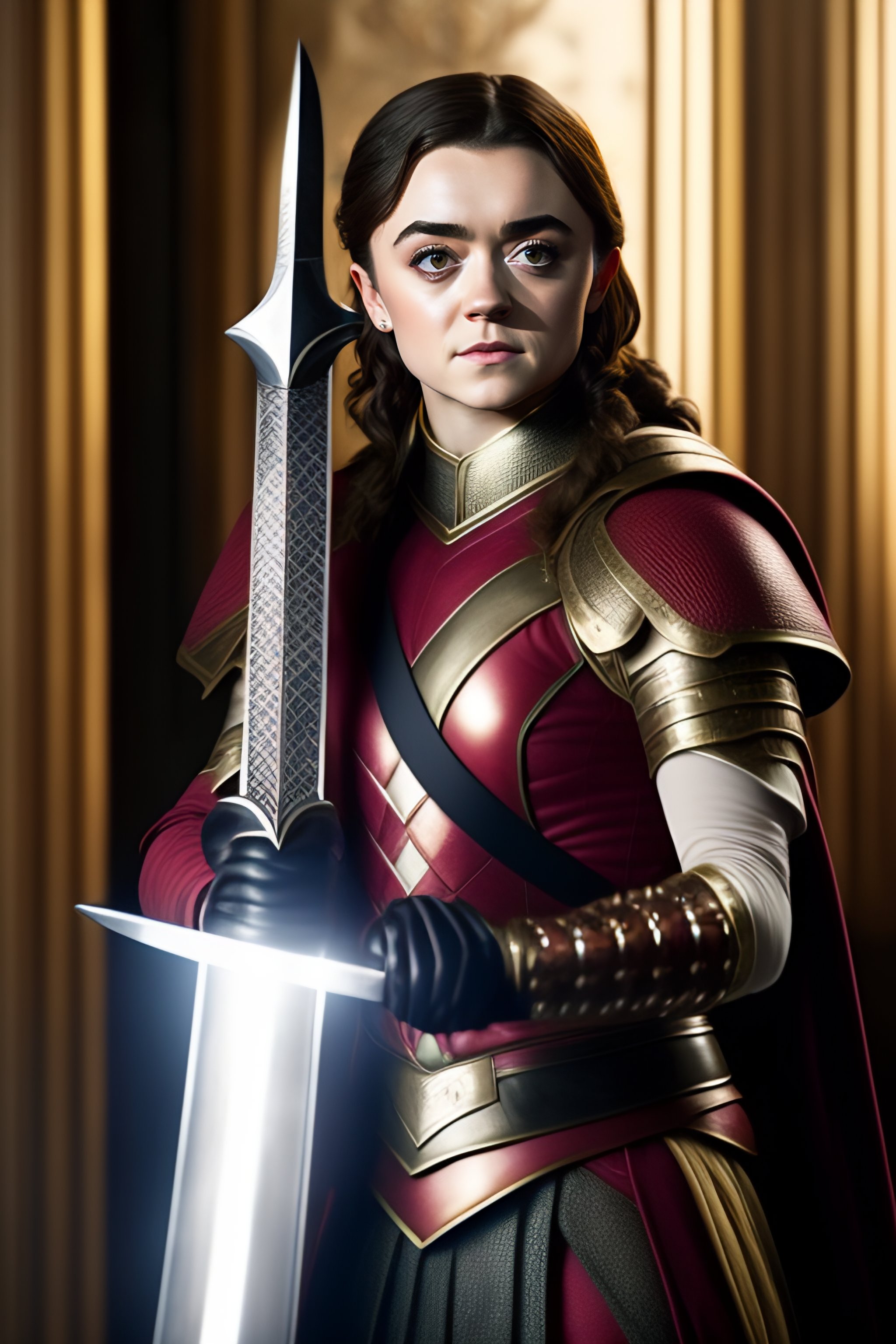 Lexica - Maisie Williams, as arya stark, holding the thundercats sword