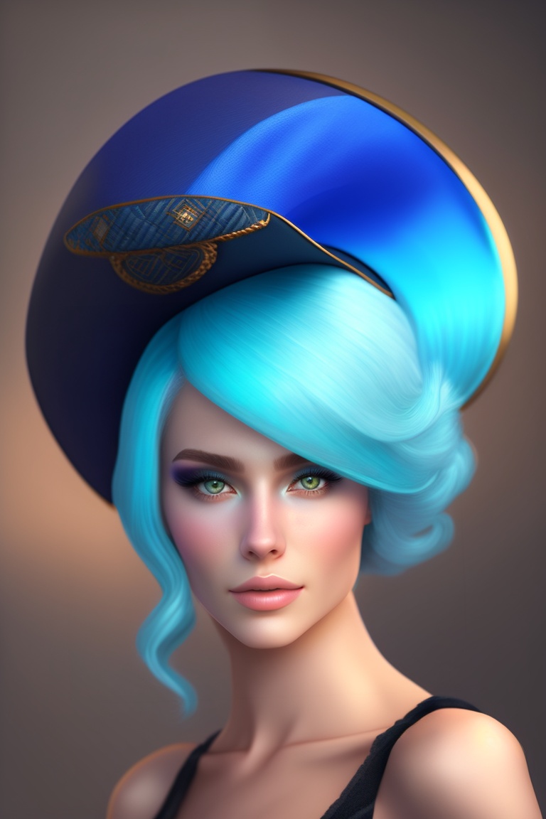 Lexica - Blue hair, hat