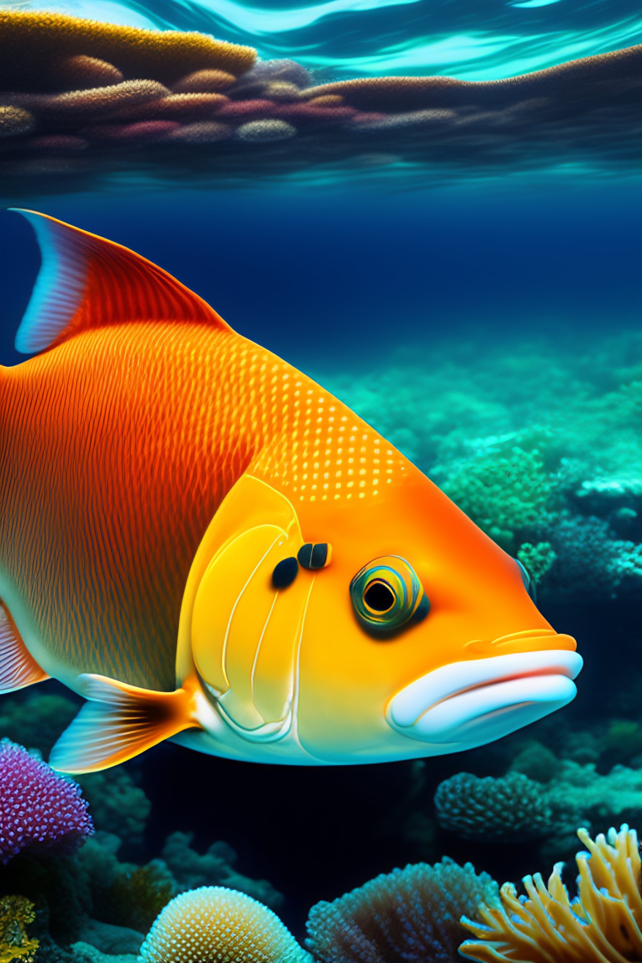 Lexica - A landscape picture of tropic fish in a corral reef under the ...